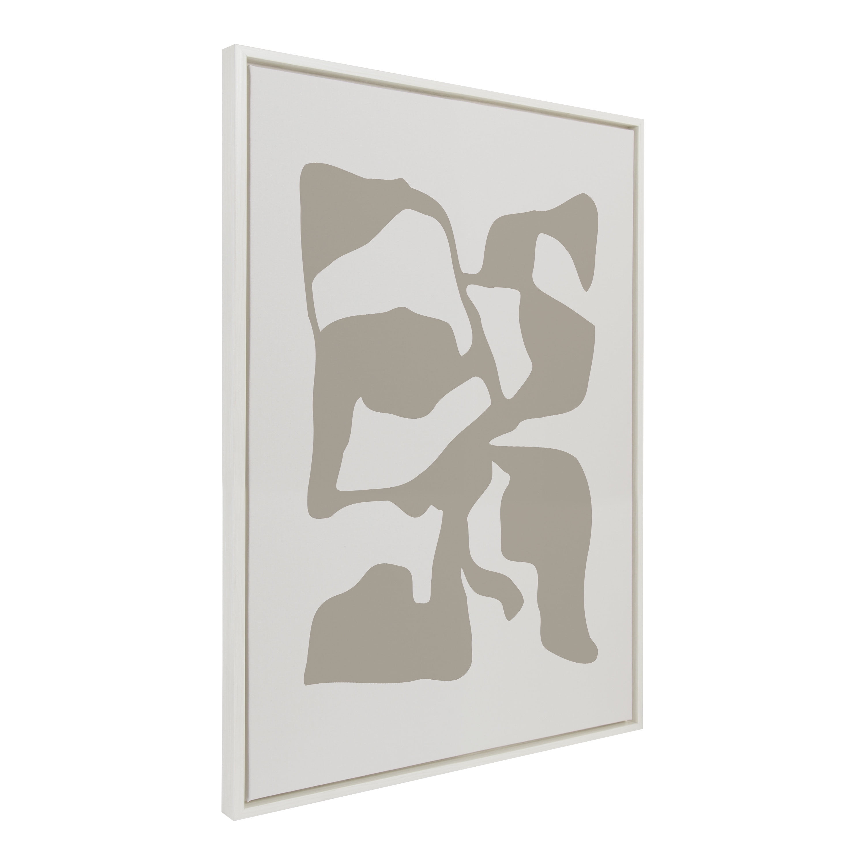 Kate and Laurel Sylvie Distorted Shapes of Tan and White Framed Canvas ...