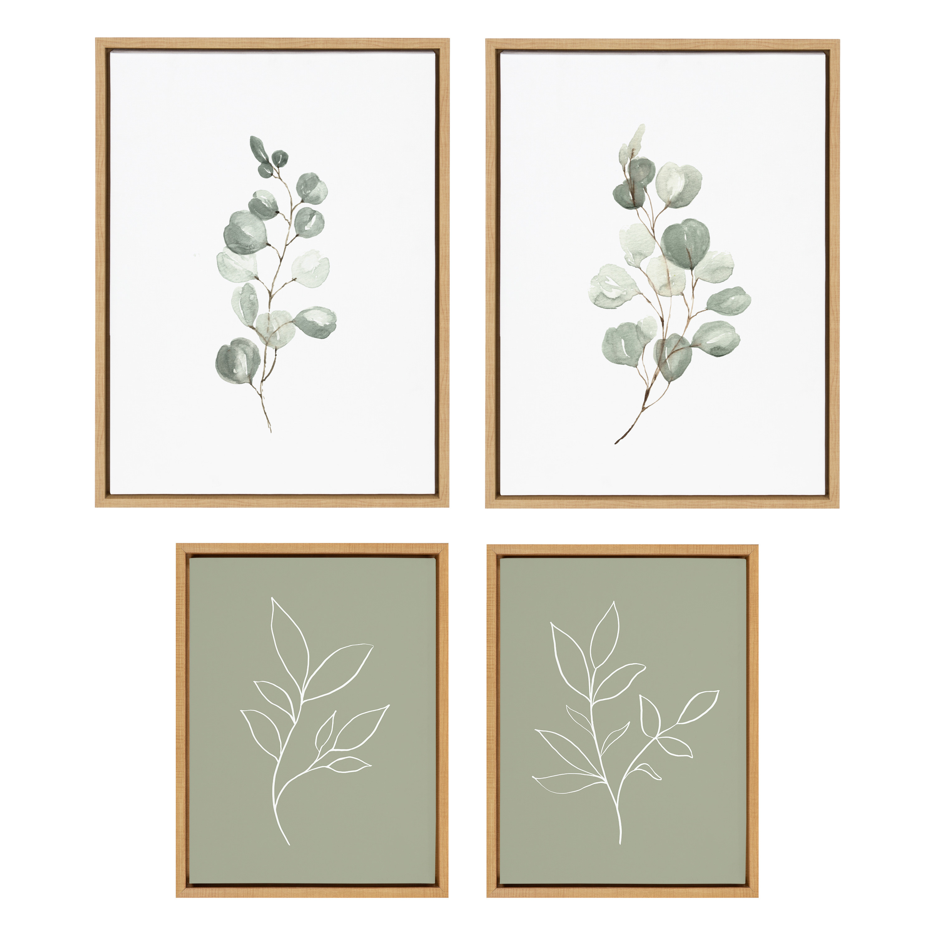 Kate and Laurel Sylvie Eucalyptus and Modern Sage Green Botanical Line ...