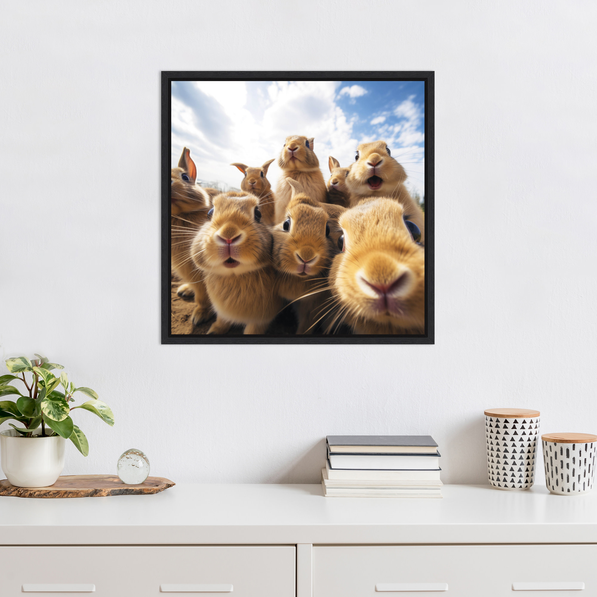 Kate and Laurel Sylvie Funny Animal Rabbit Bunny Selfie Framed Canvas ...