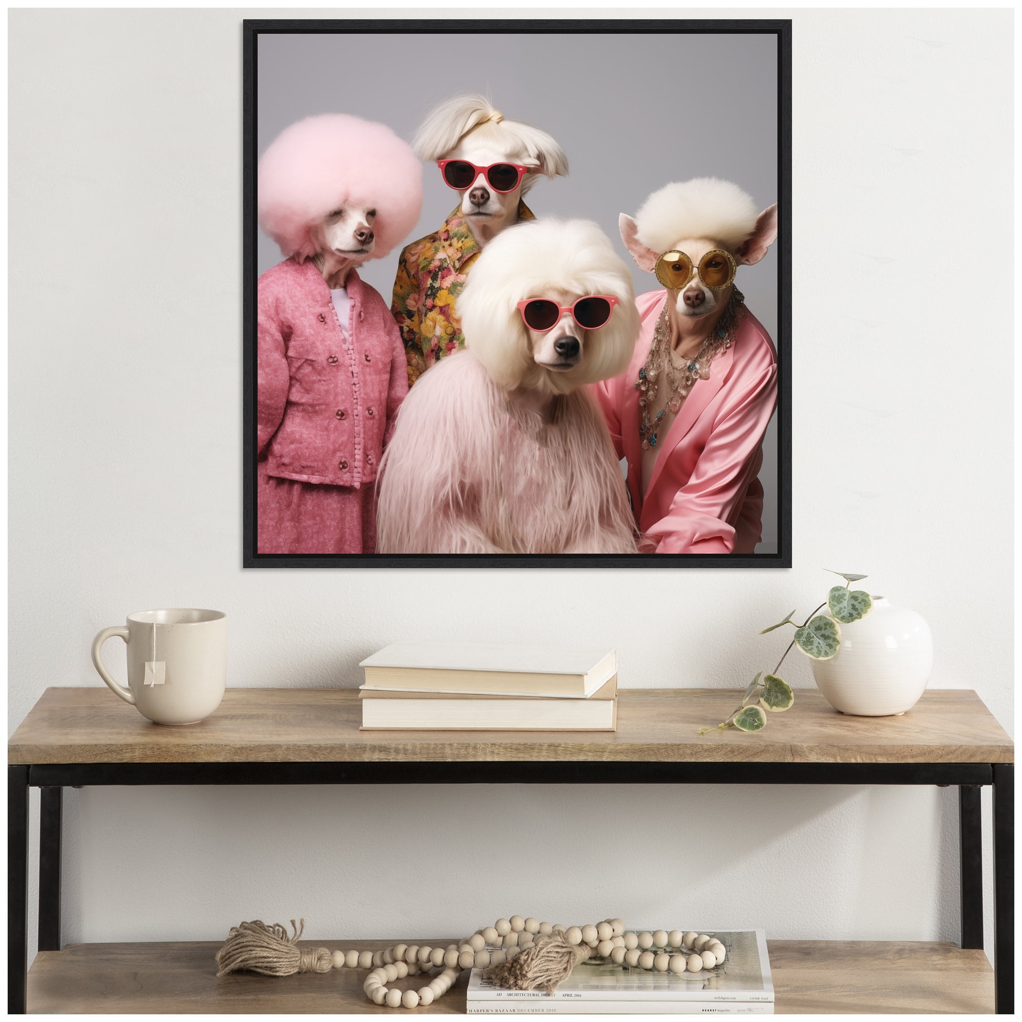 Kate and Laurel Sylvie Golden Lady Dogs Framed Canvas Wall Art by The ...