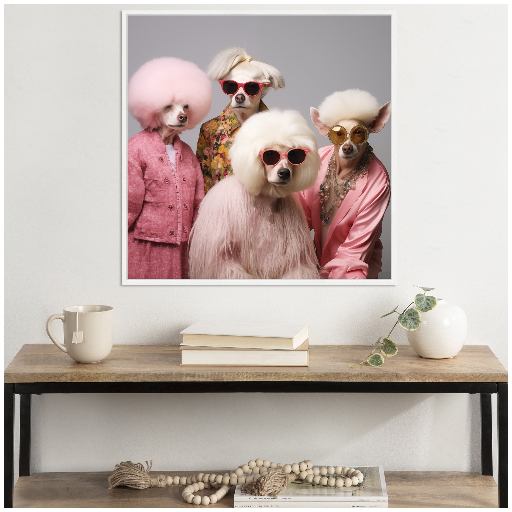 Kate and Laurel Sylvie Golden Lady Dogs Framed Canvas Wall Art by The ...