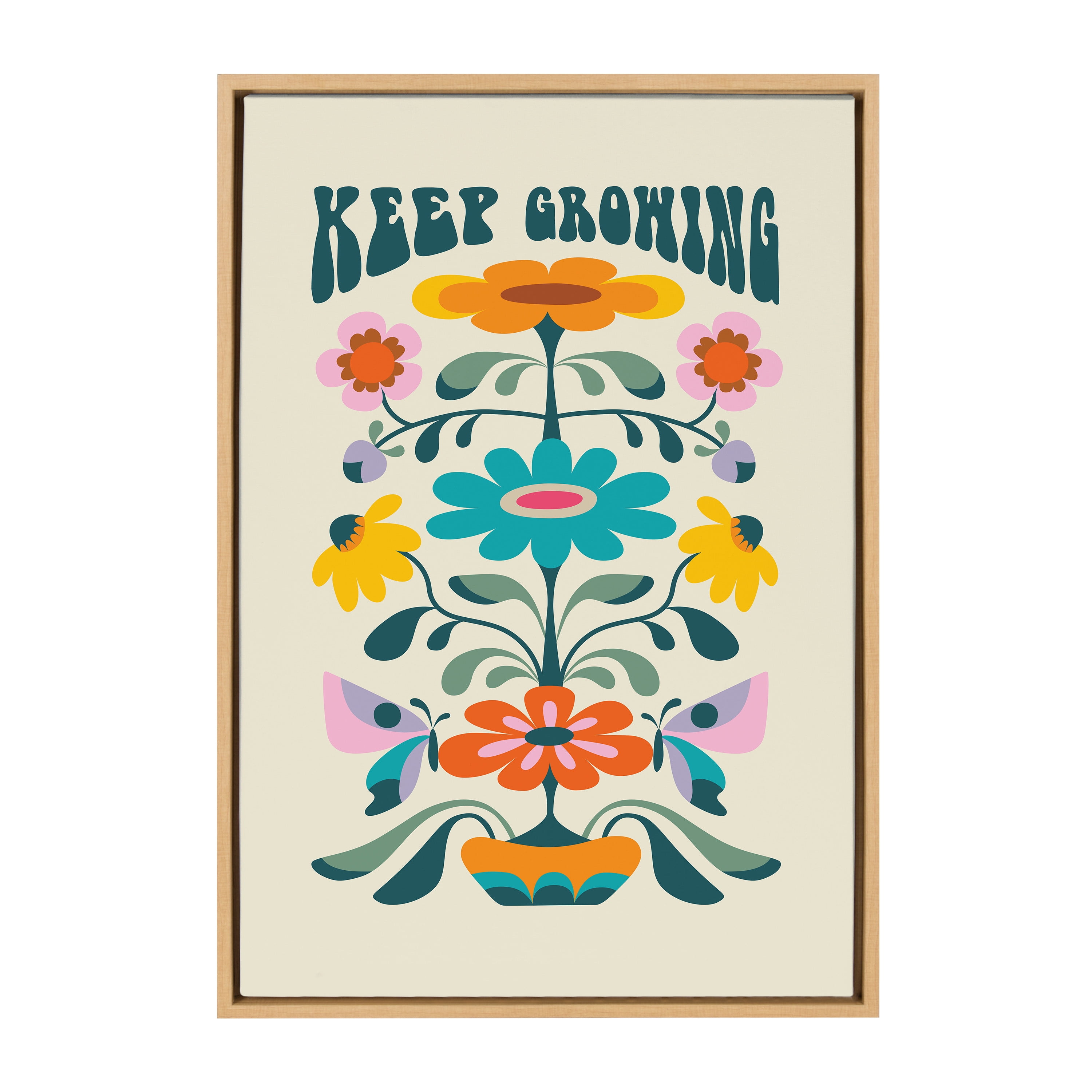 Kate and Laurel Sylvie Keep Growing Framed Canvas Wall Art by Rachel ...