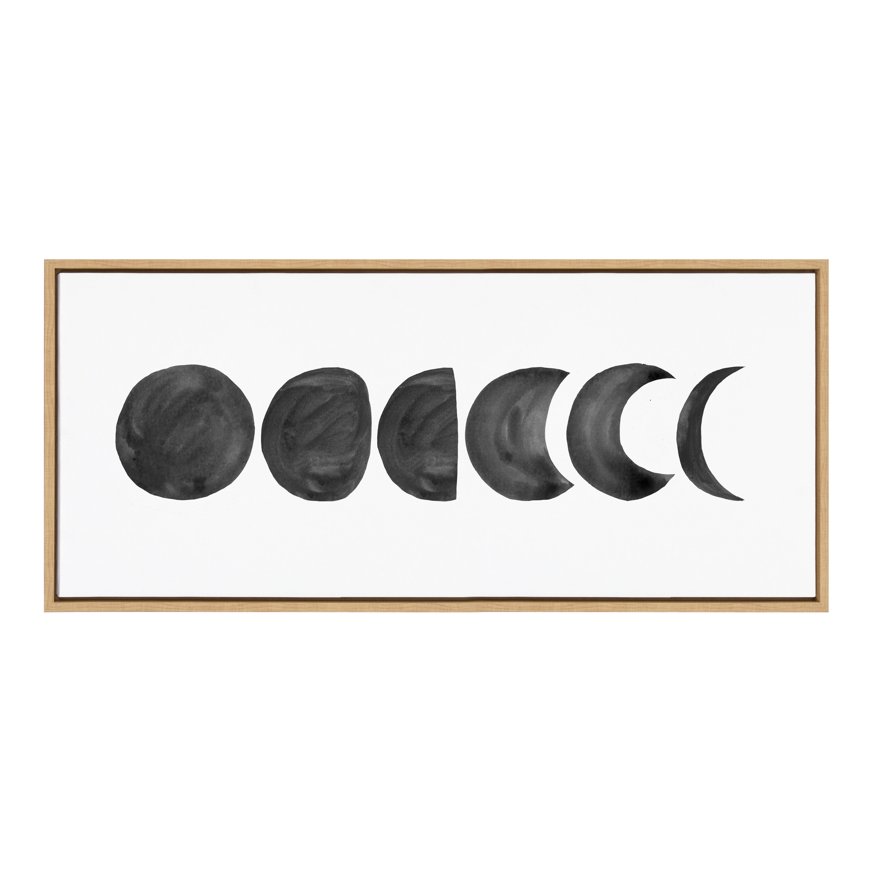 Kate and Laurel Sylvie Linear Moon Phases Black and White Framed Canvas ...