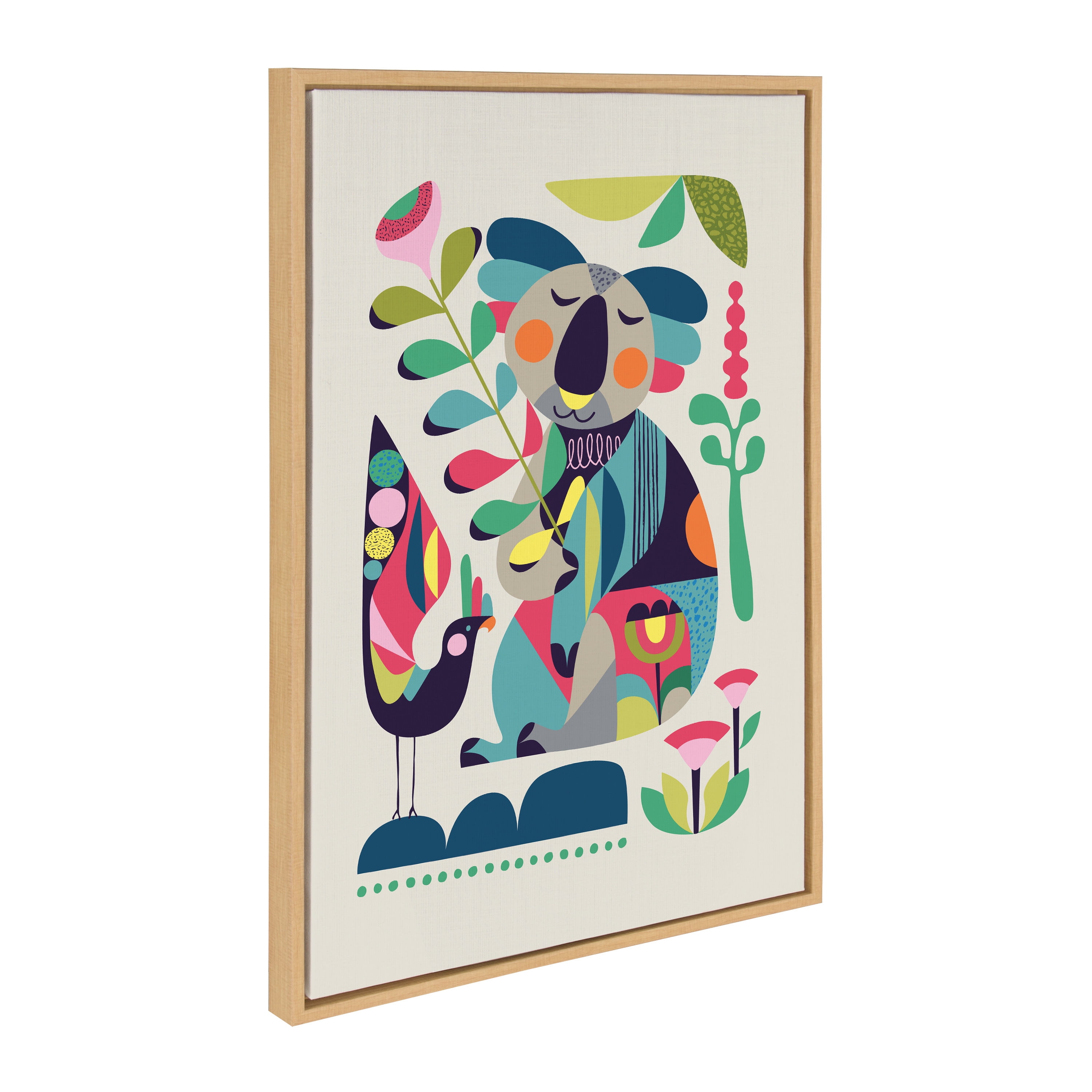 Kate and Laurel Sylvie Mid Century Modern Koala Framed Canvas Wall Art ...