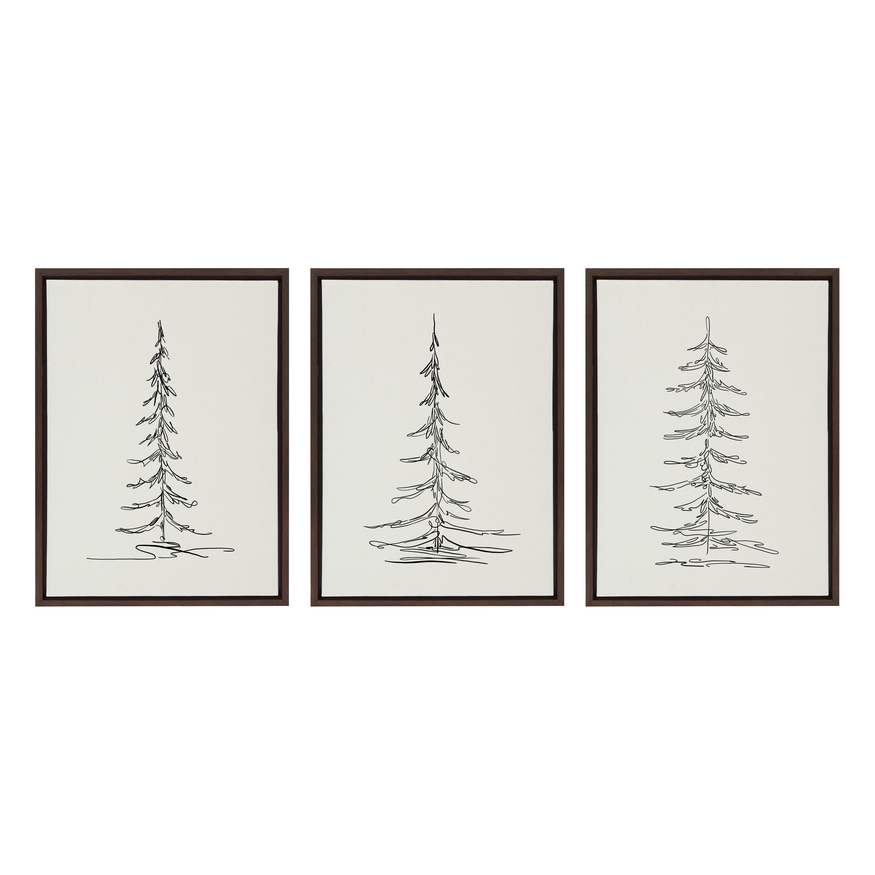 Kate and Laurel Sylvie Minimalist Evergreen Trees Framed Canvas Wall ...