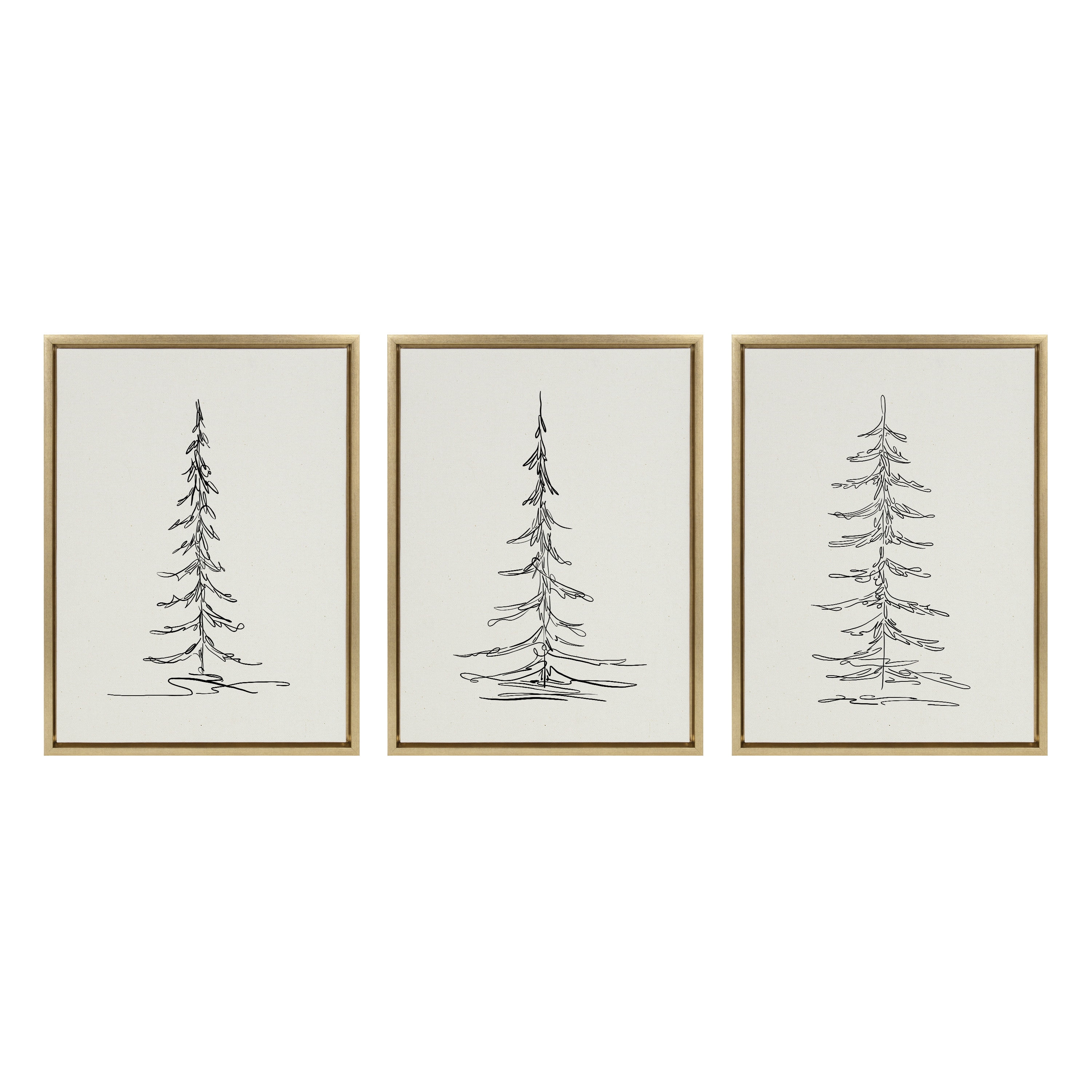 Kate and Laurel Sylvie Minimalist Evergreen Trees Framed Canvas Wall ...