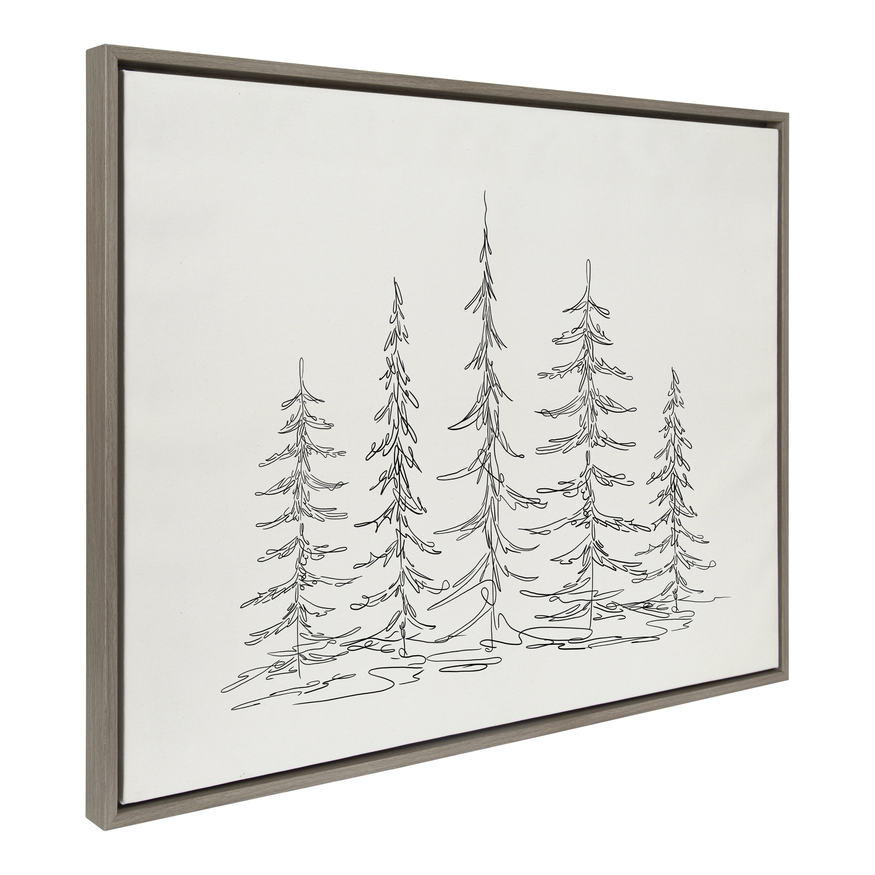 Kate and Laurel Sylvie Minimalist Evergreen Trees Sketch Framed Canvas ...