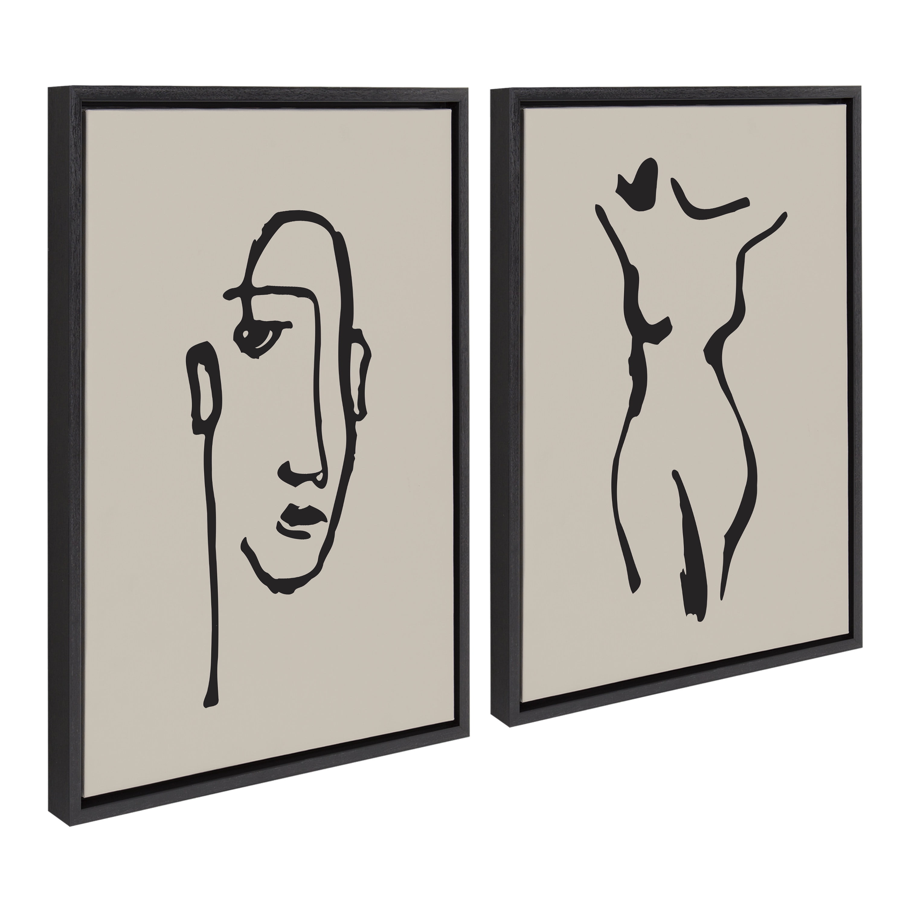 Kate and Laurel Sylvie Minimalist Neutral Line Art Drawing Face and ...