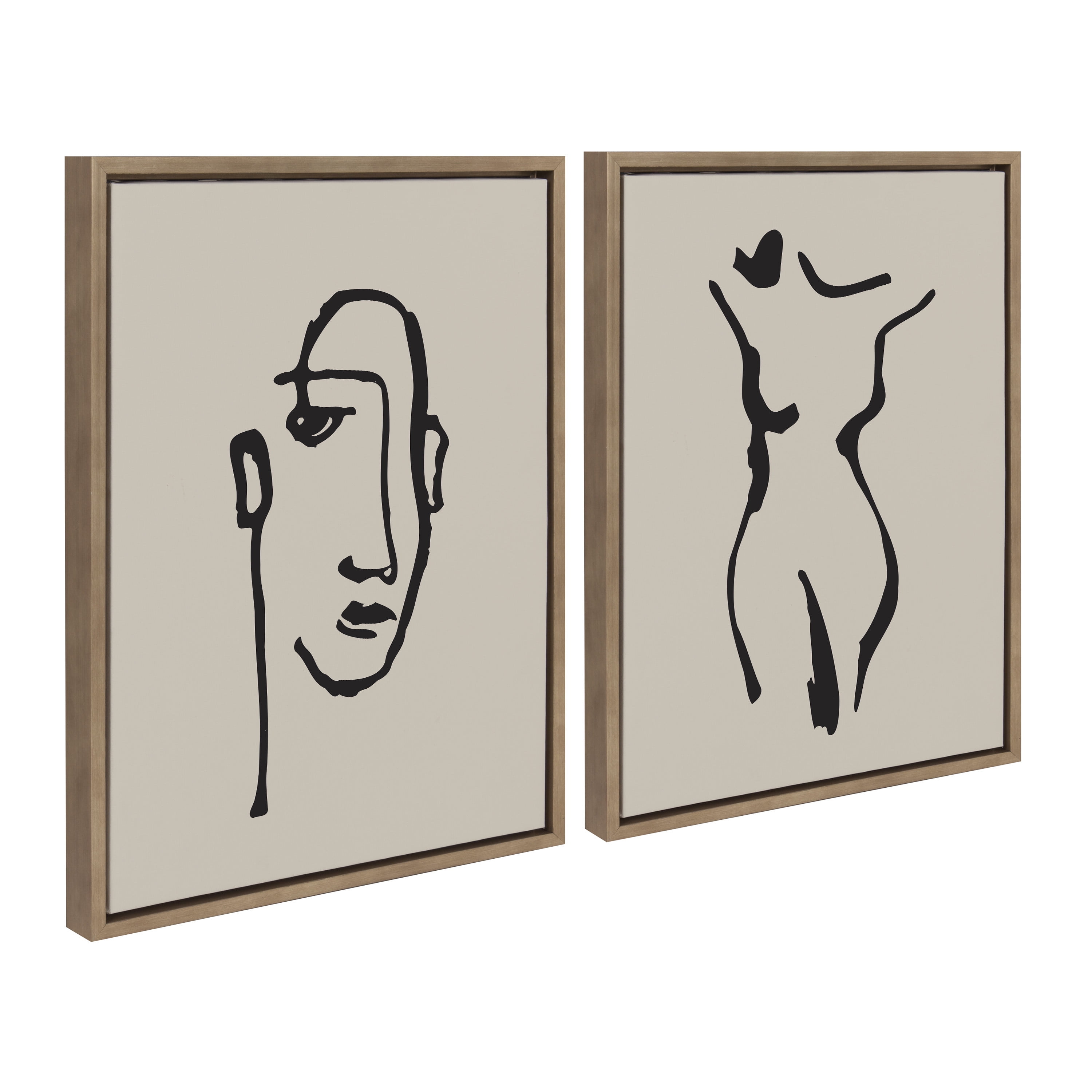 Kate and Laurel Sylvie Minimalist Neutral Line Art Drawing Face and ...
