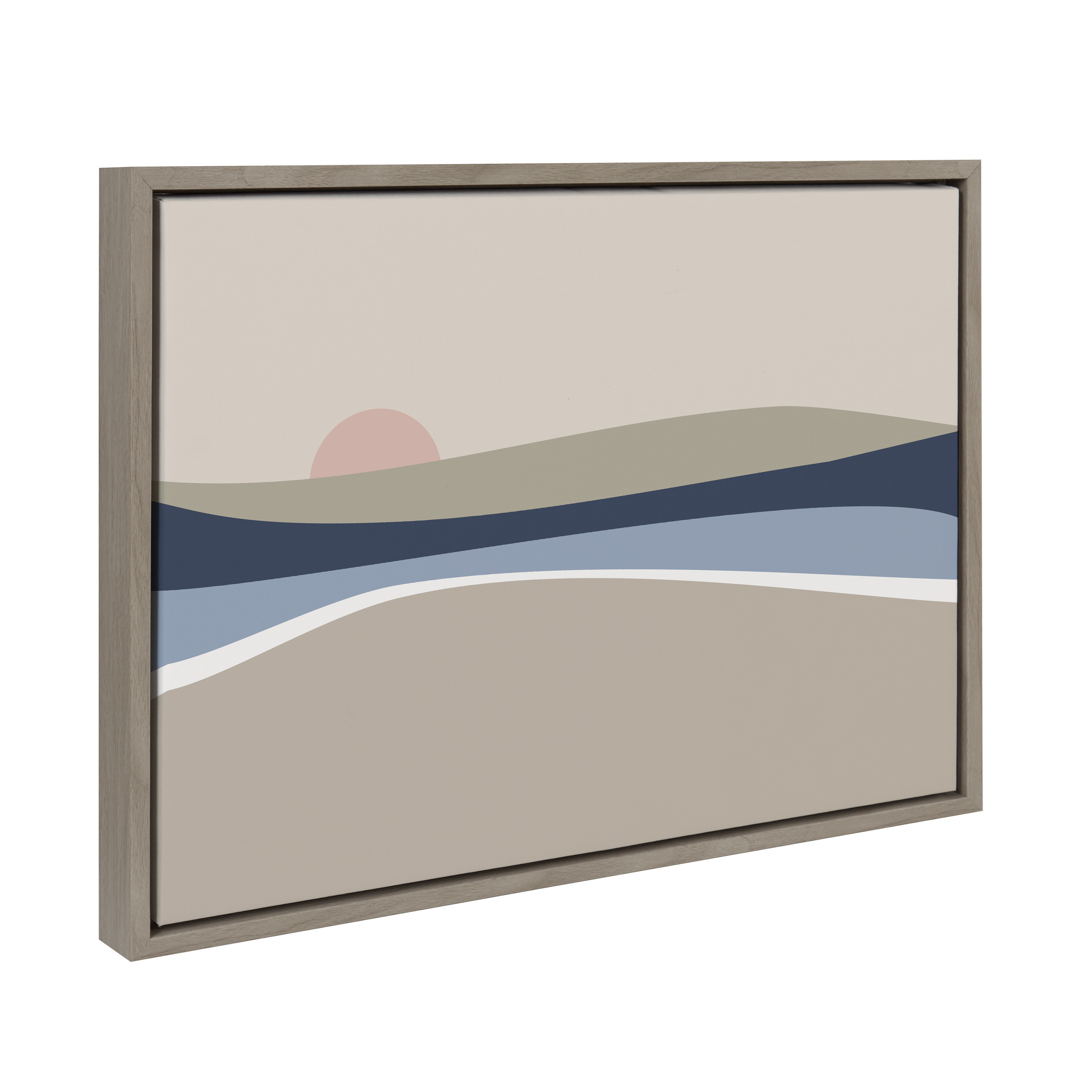 Kate and Laurel Sylvie Modern Coastal Sunset Landscape Framed Canvas ...
