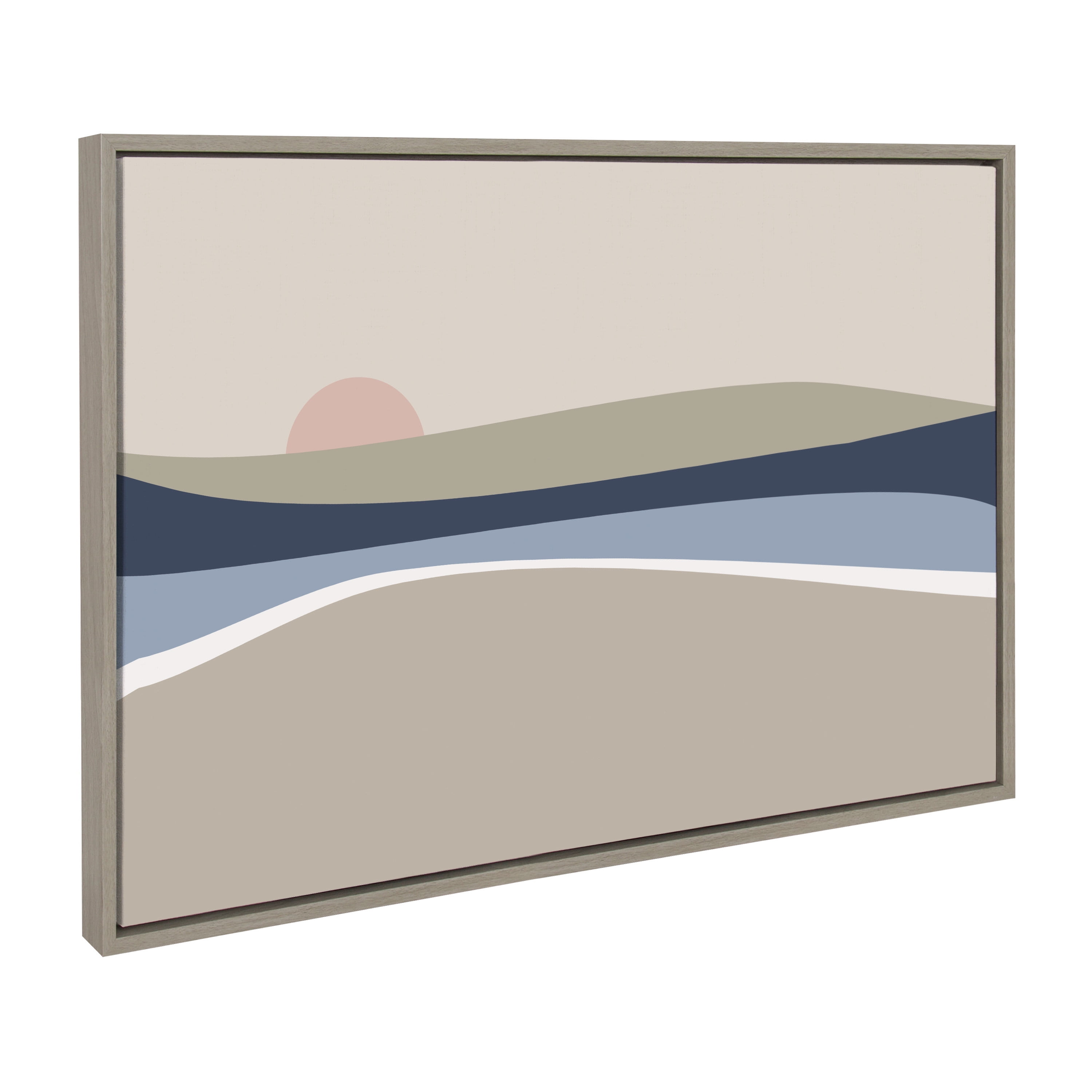 Kate and Laurel Sylvie Modern Coastal Sunset Landscape Framed Canvas ...