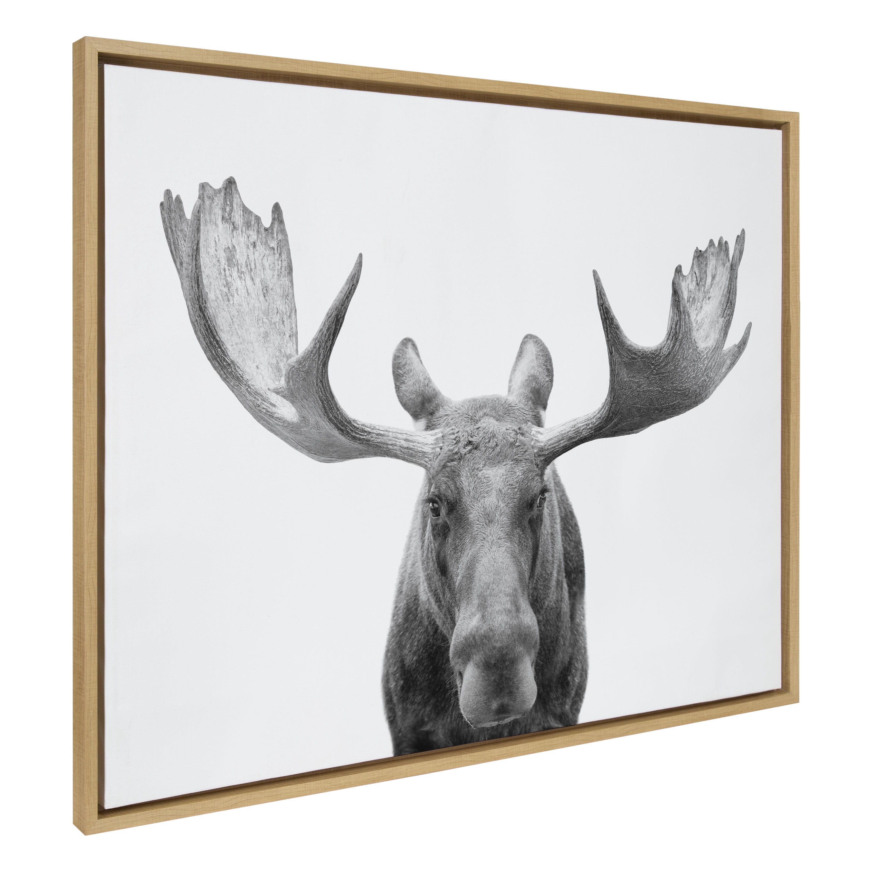 Kate and Laurel Sylvie Moose Black and White Framed Canvas Wall Art by ...