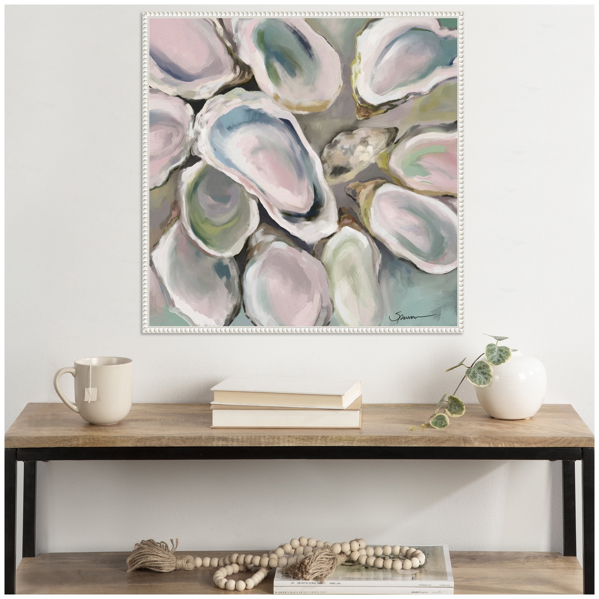 Kate and Laurel Sylvie Neutral Painterly Oyster Roast Framed Canvas ...