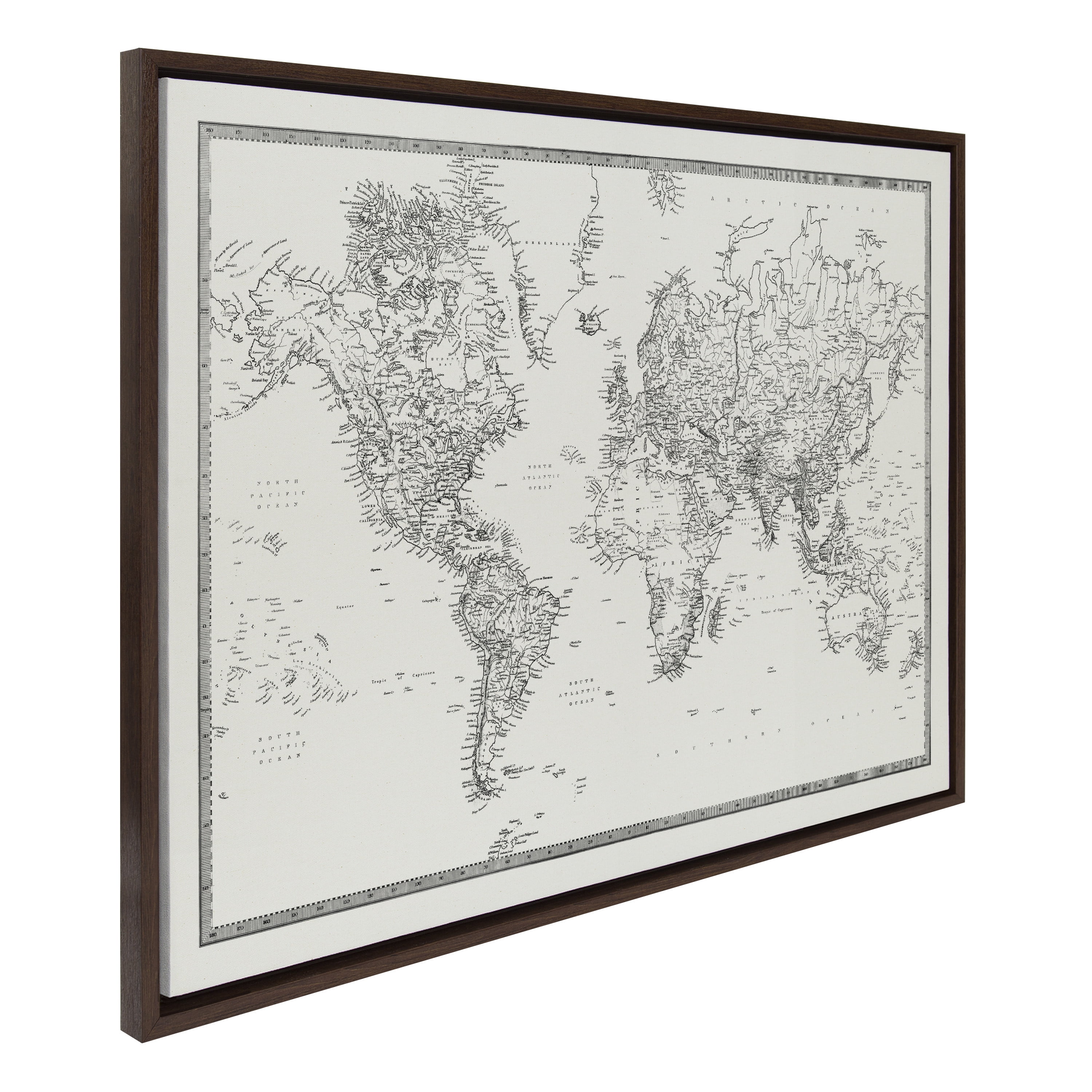 Black And White Vintage World Map