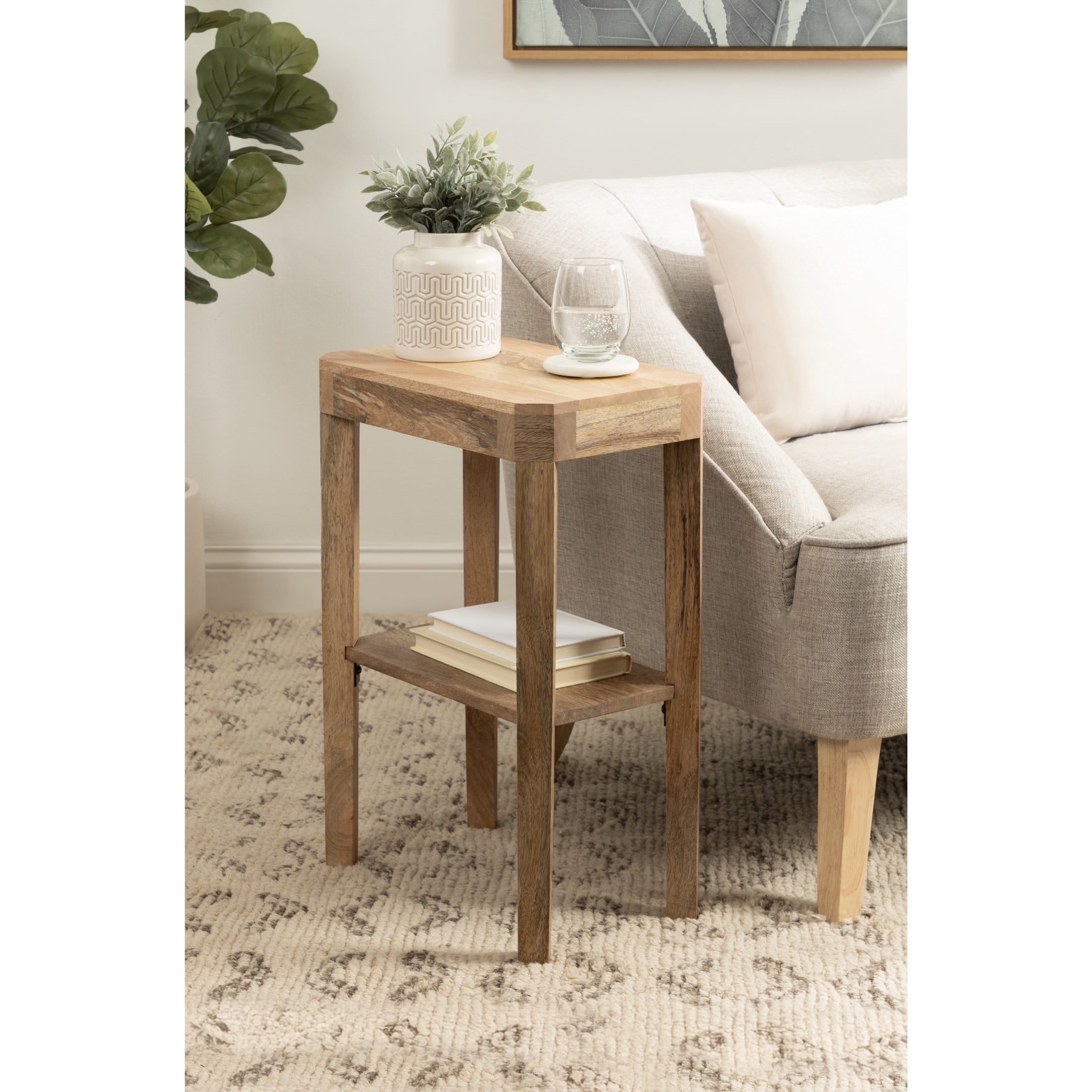 Kate and Laurel Talcott Modern Narrow Rectangle Wood Side Table, 16 x ...