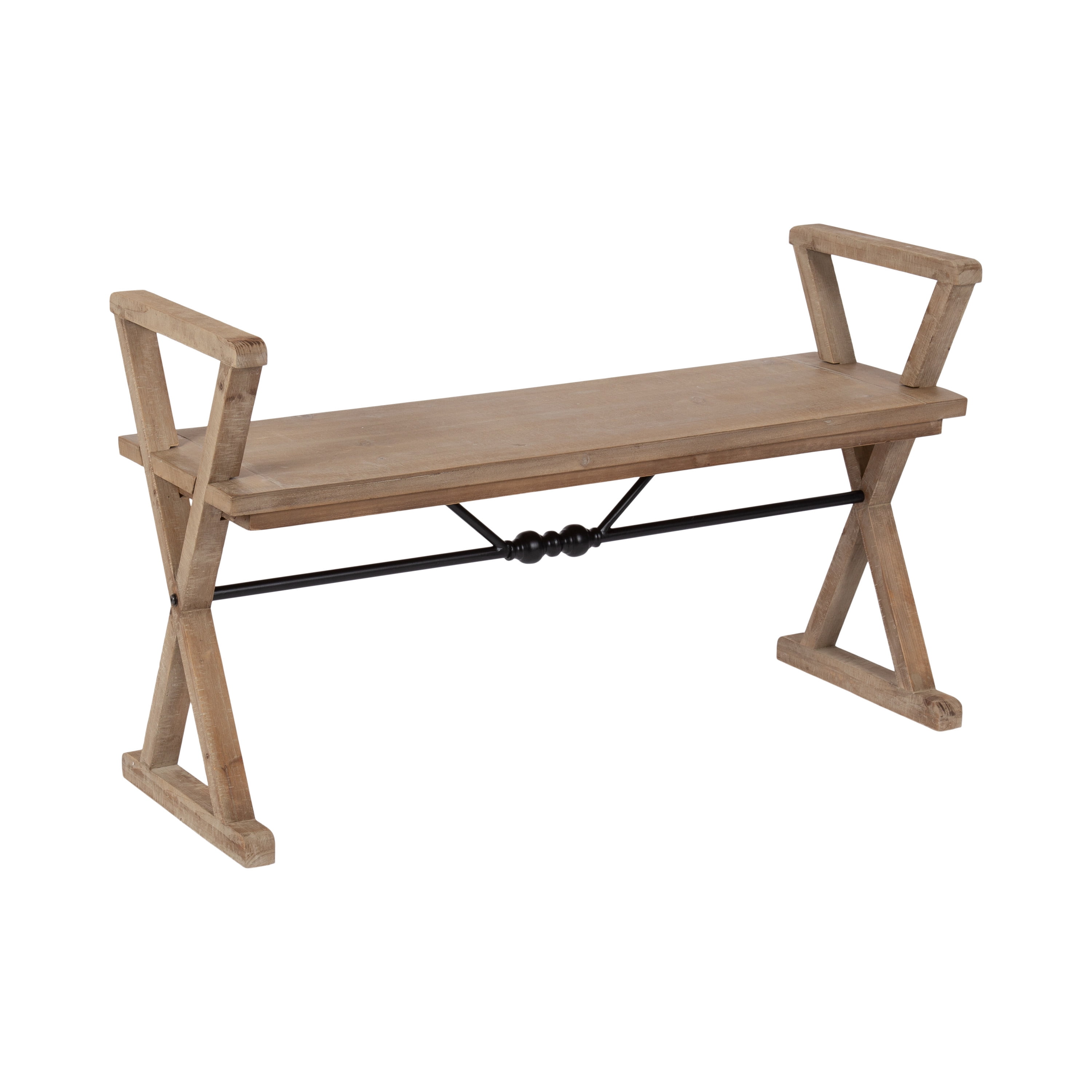 Kate and Laurel Travere Modern Farmhouse Wood and Metal Bench, 43 x 15 ...