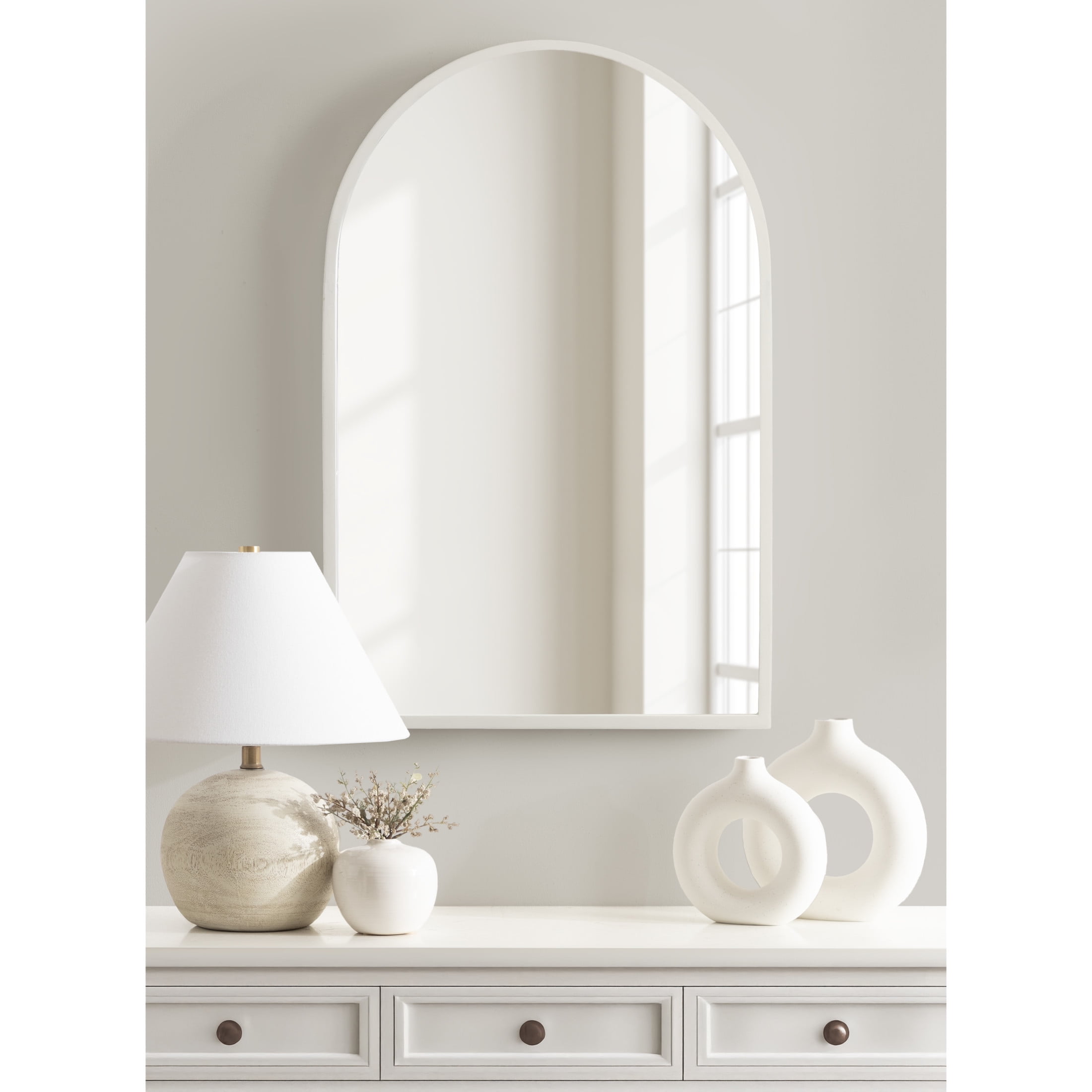 Kate and Laurel Travis Modern Arched Wall Mirror, 20 x 30, White ...
