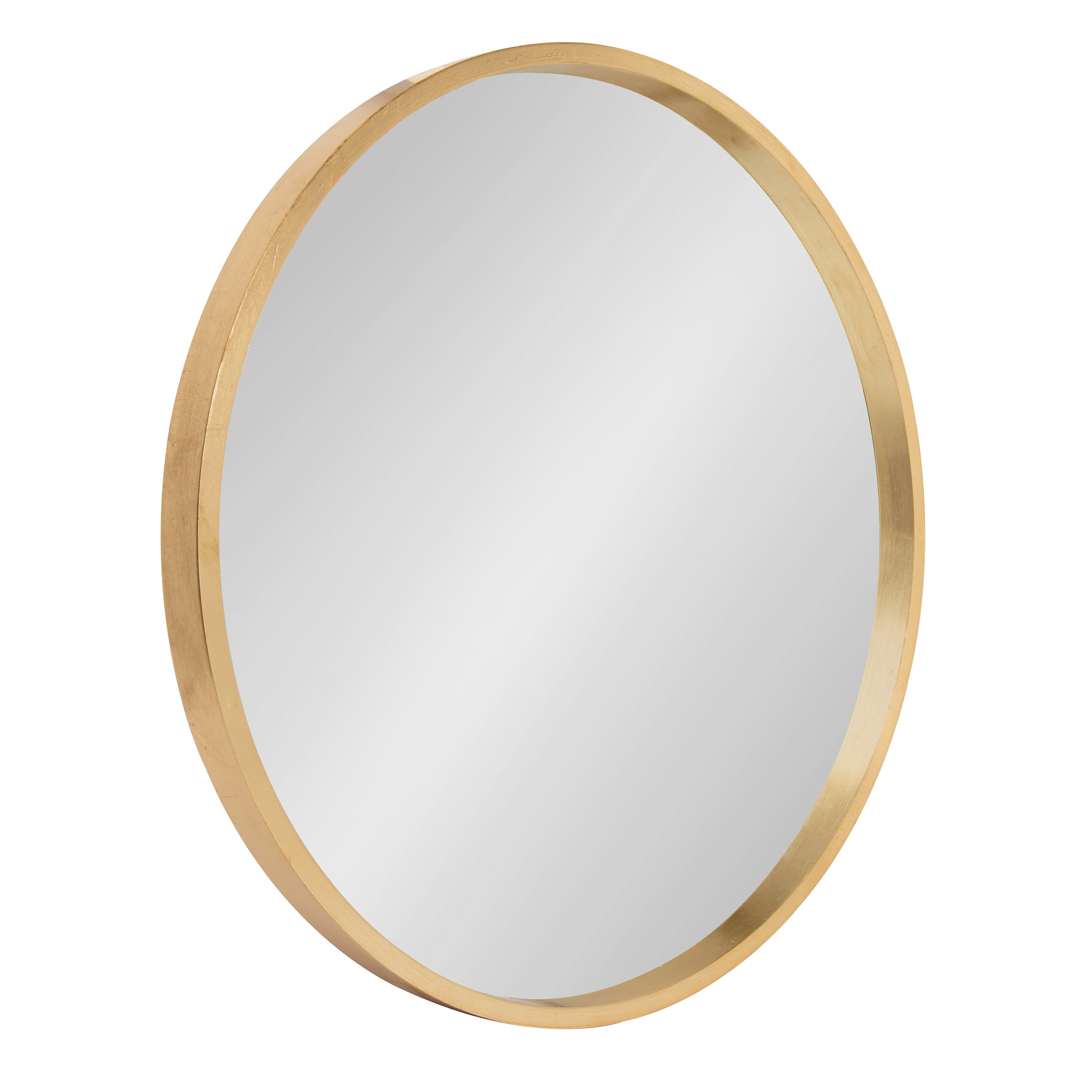 Kate and Laurel Travis Round Wood Wall Mirror, 21.6 Inch Diameter, Gold ...