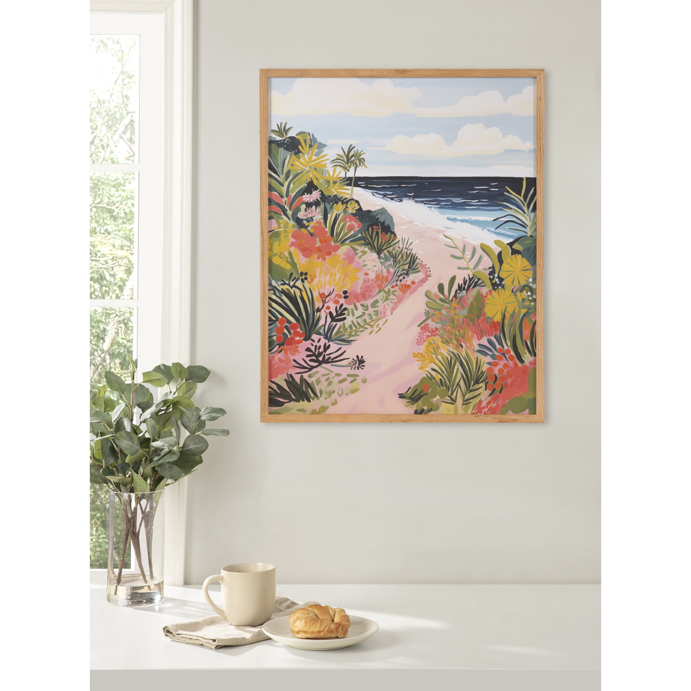 Kate and Laurel Tropical Bright Ocean Path Landscape Framed Wall Art by ...