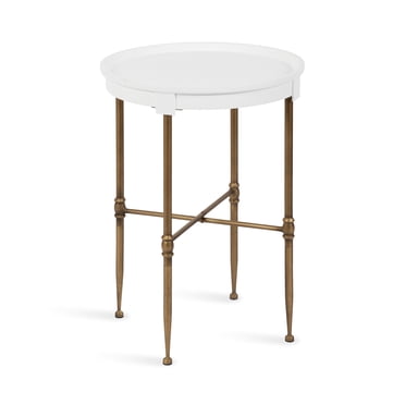Kate and Laurel Natalli Modern Glam Oval C-Table, 14 x 9 x 28, White ...