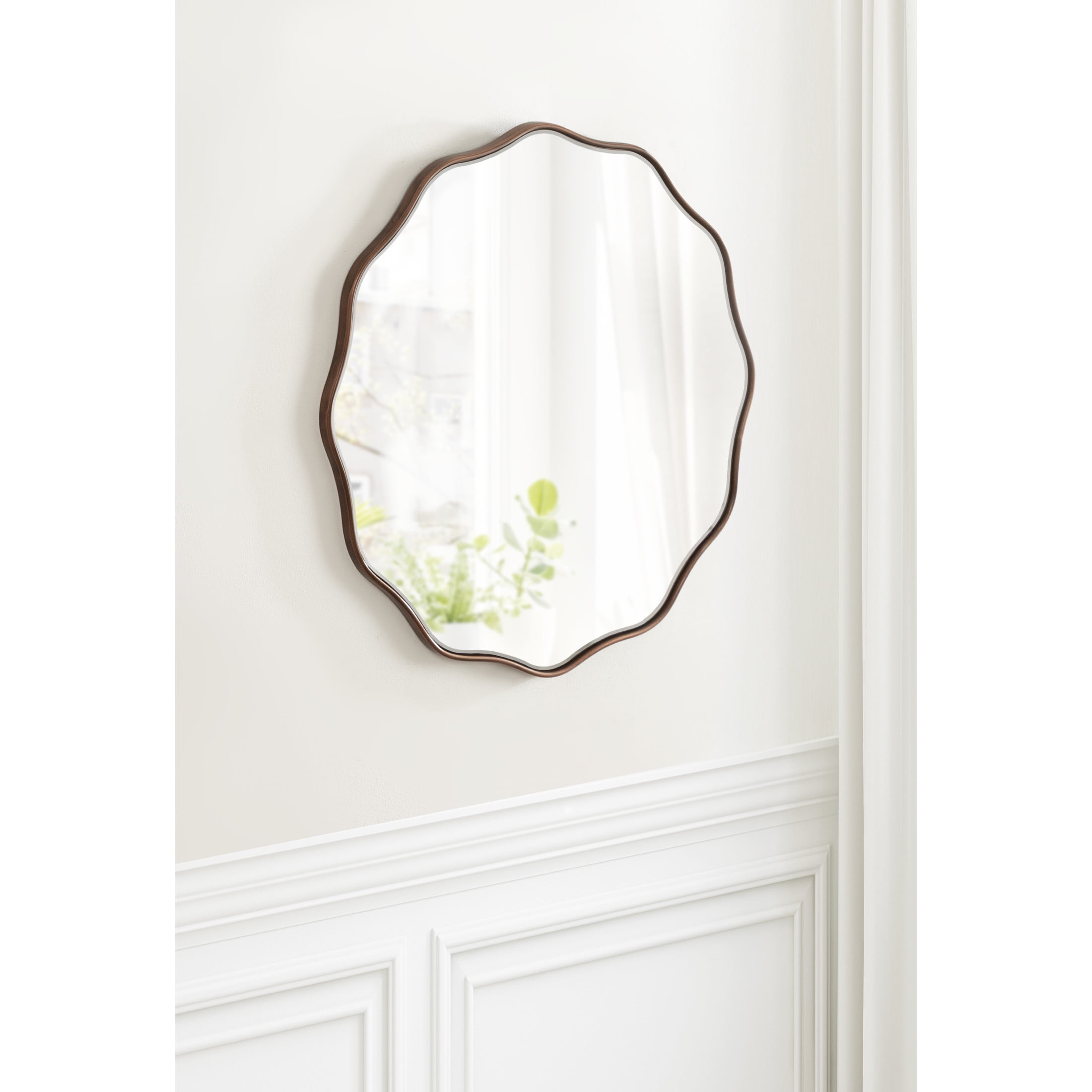 Kate and Laurel Viona Modern Scalloped Round Mirror, 26 Inch Diameter ...