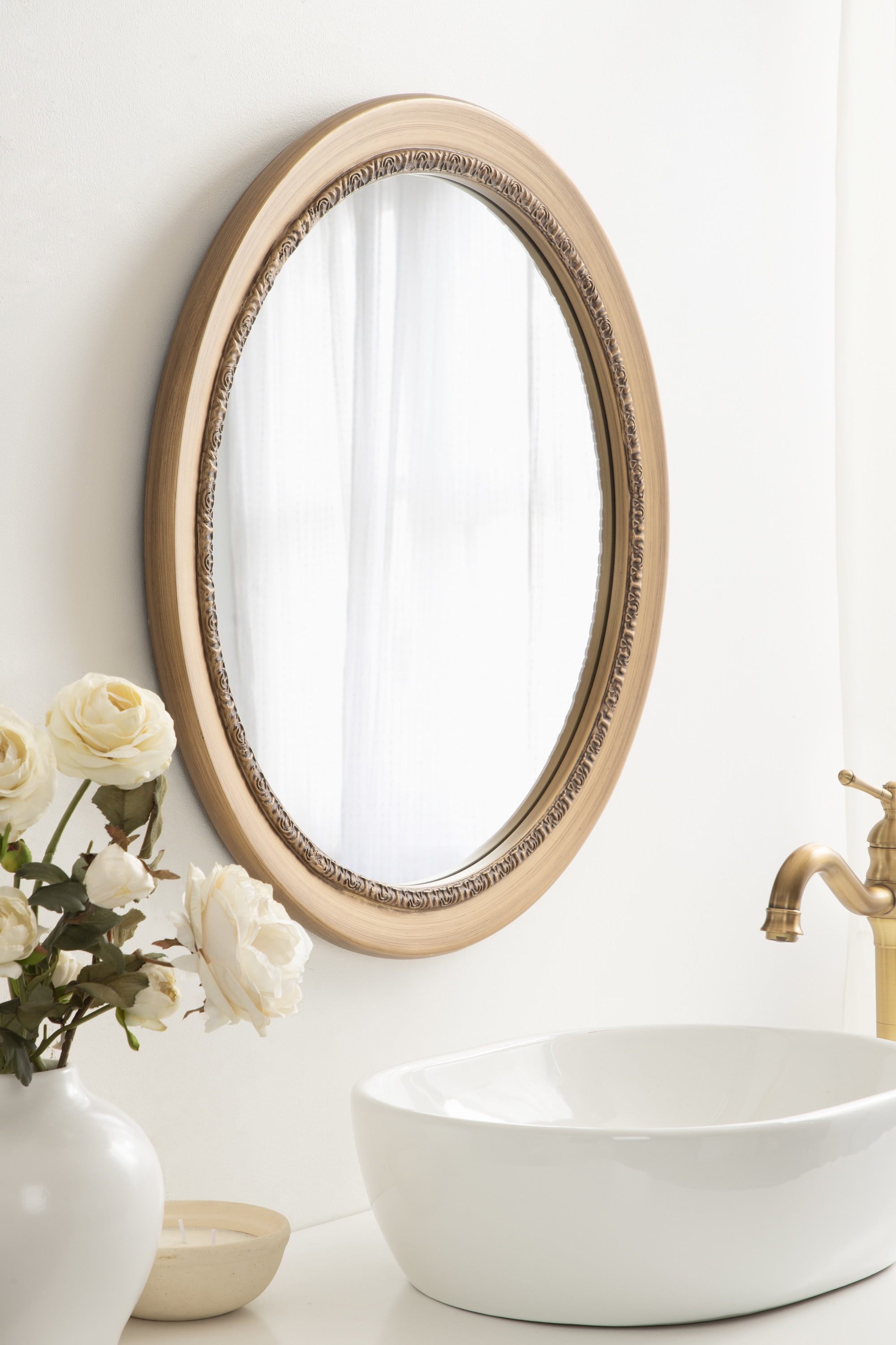 Kate and Laurel Wildomar Decorative Ornate Round Mirror, 26 Inch ...
