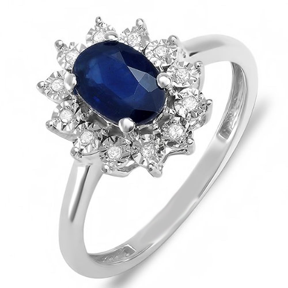 Kate Middleton Diana Inspired 14K Gold Diamond & Blue Sapphire Royal ...