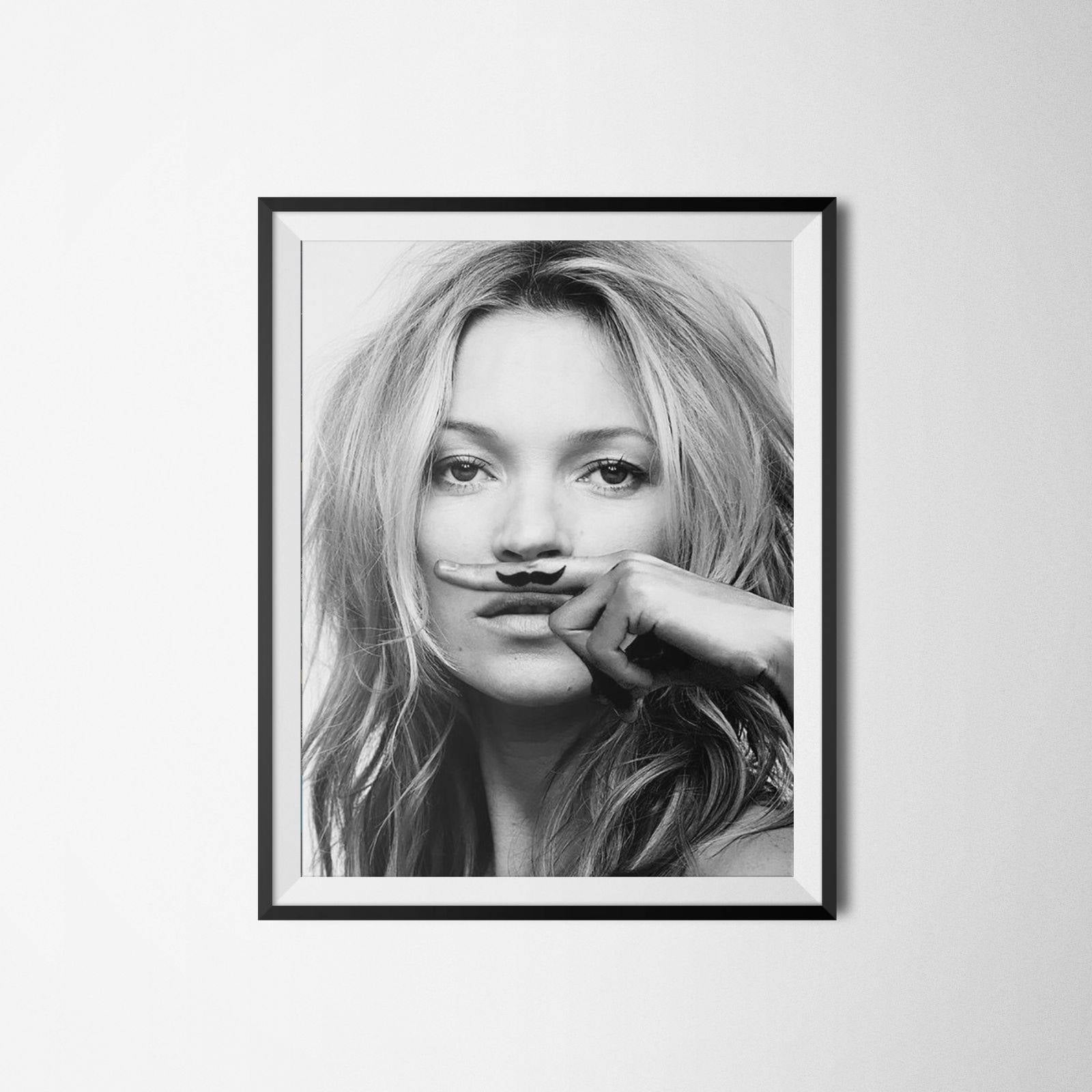 Kate Moss Fashion Mustache poster - Walmart.com