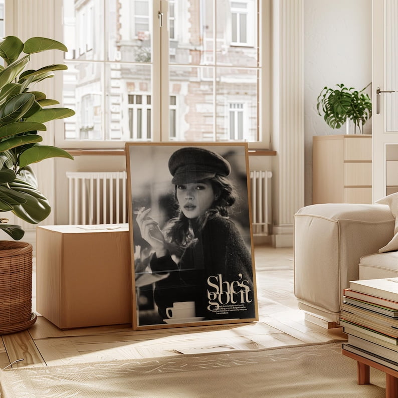 Kate Moss Smoking Print Black and White Wall Art Vogue Print Fashion ...