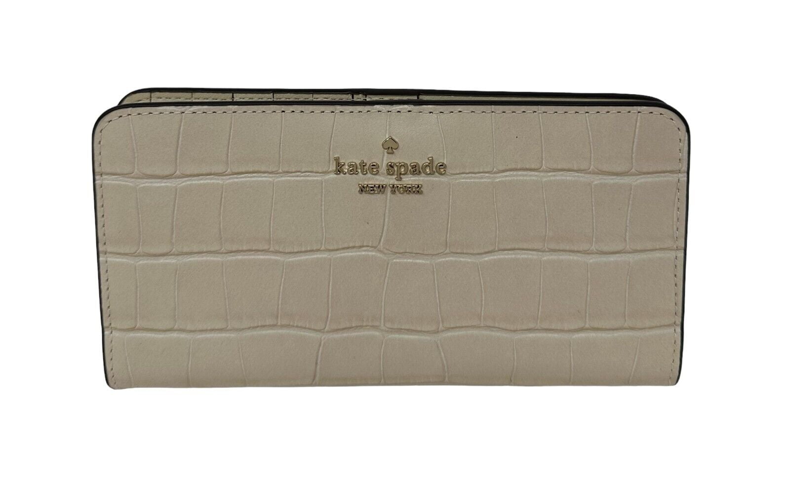 Kate Spade Dumpling Croc Embossed Leather Bare Large Slim Bifold Wallet ...