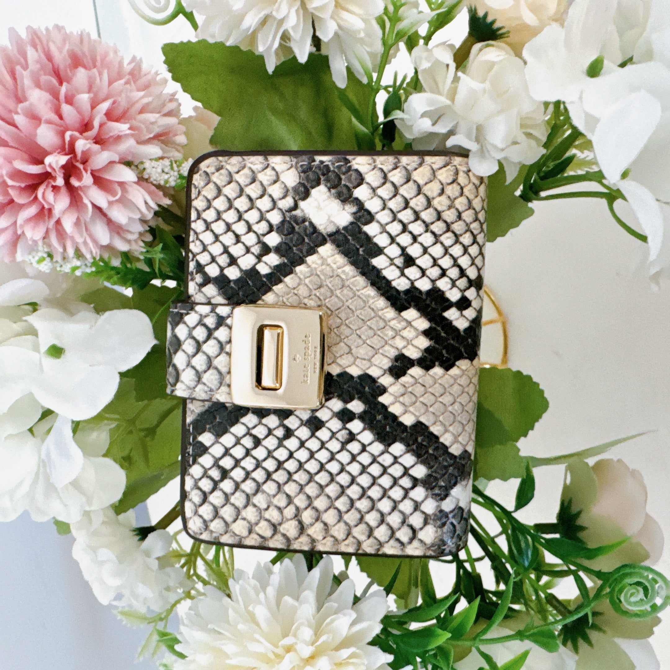 Kate Spade KF542 Phoebe Snake Embossed Small Card Holder IN Tiramisu ...