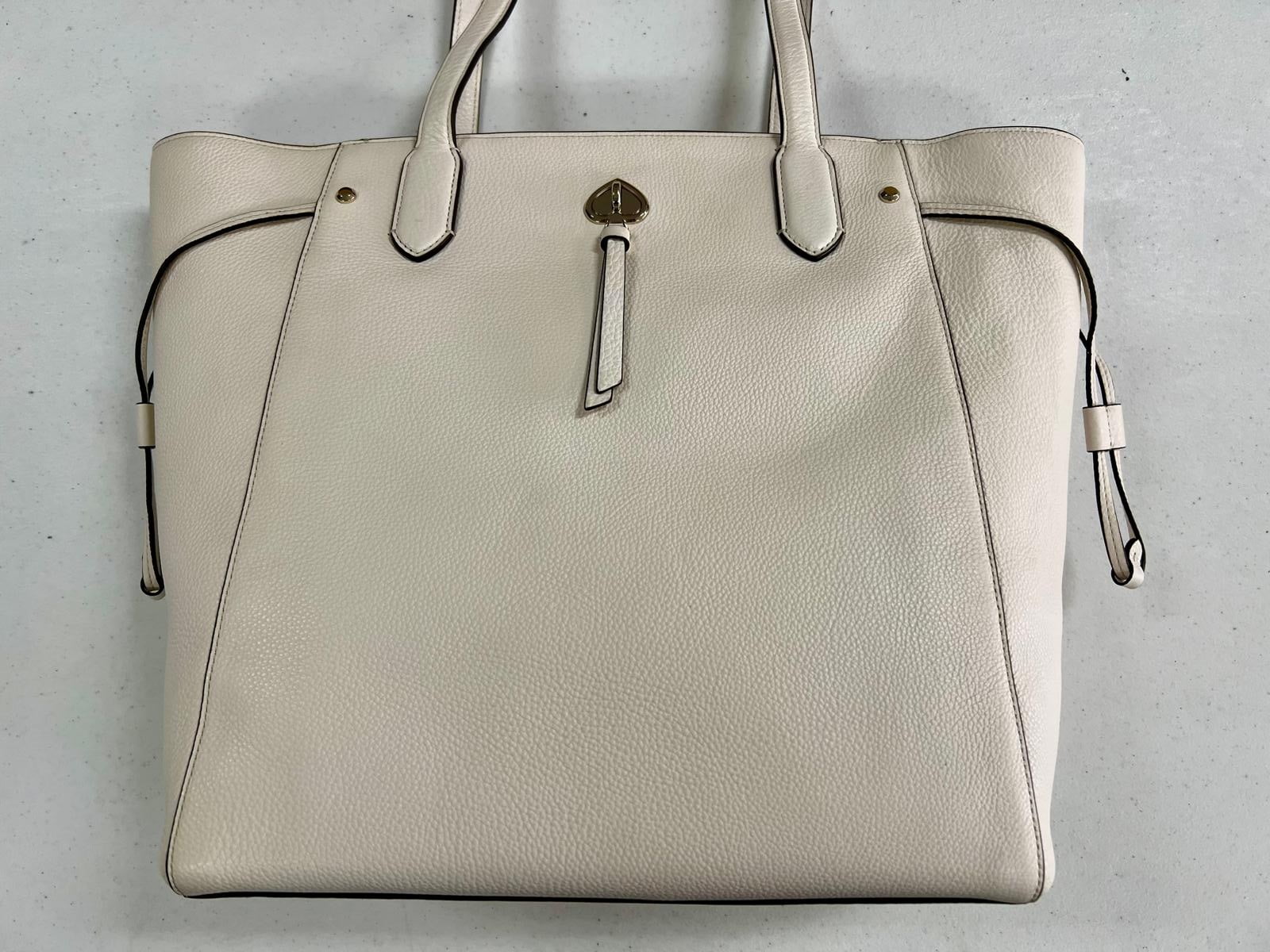 Kate Spade Large Tote Pebbled Leather Parchment (very light cream ...