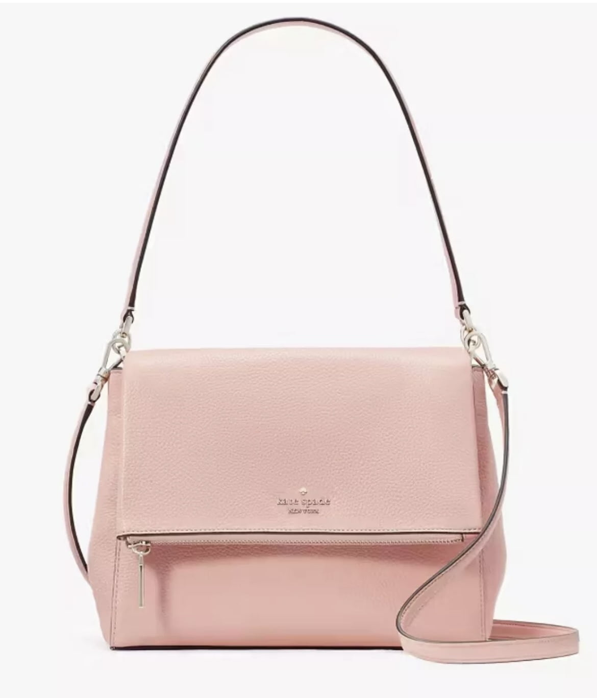 Kate Spade Leila Medium Flap Shoulder Bag Peachy Rose Leather Purse ...
