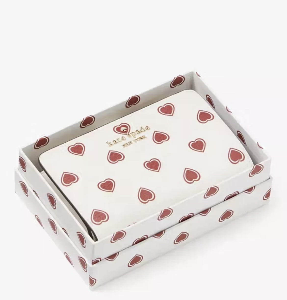Kate Spade Madison Heart felt Geo Print Boxed Medium Compact Bifold ...