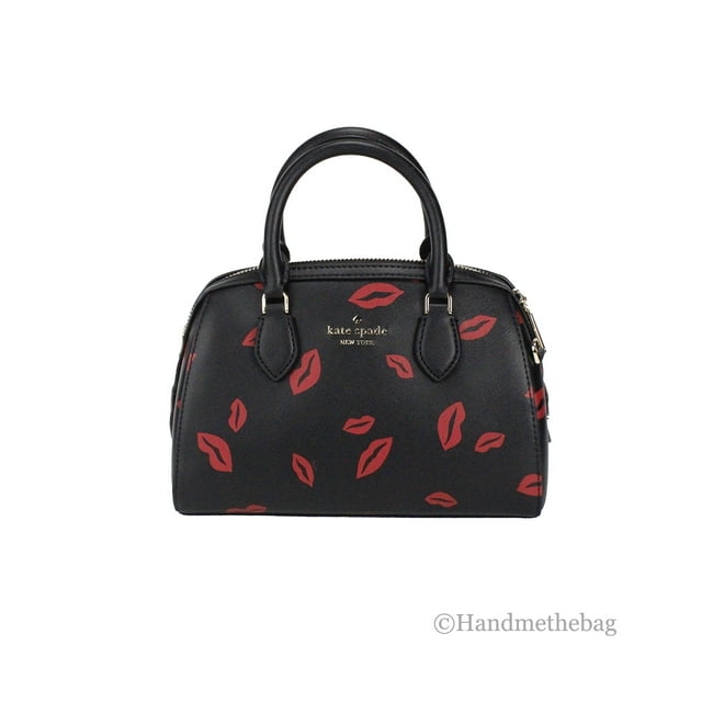 Kate Spade Madison Small Lip Toss Printed Leather Duffle Crossbody Bag ...