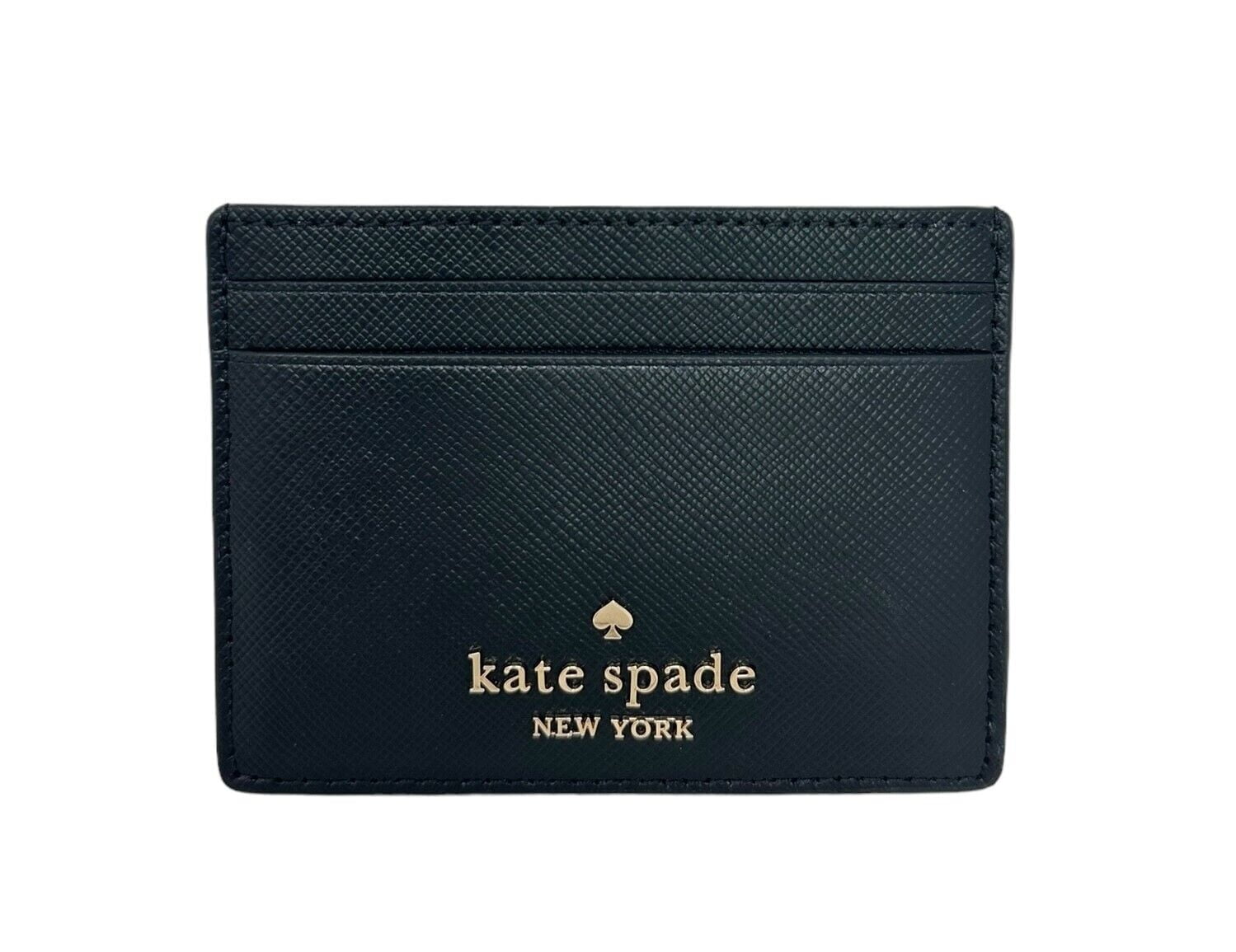 Kate Spade Madison Small Slim Card Holder Black Saffiano Leather Wallet ...