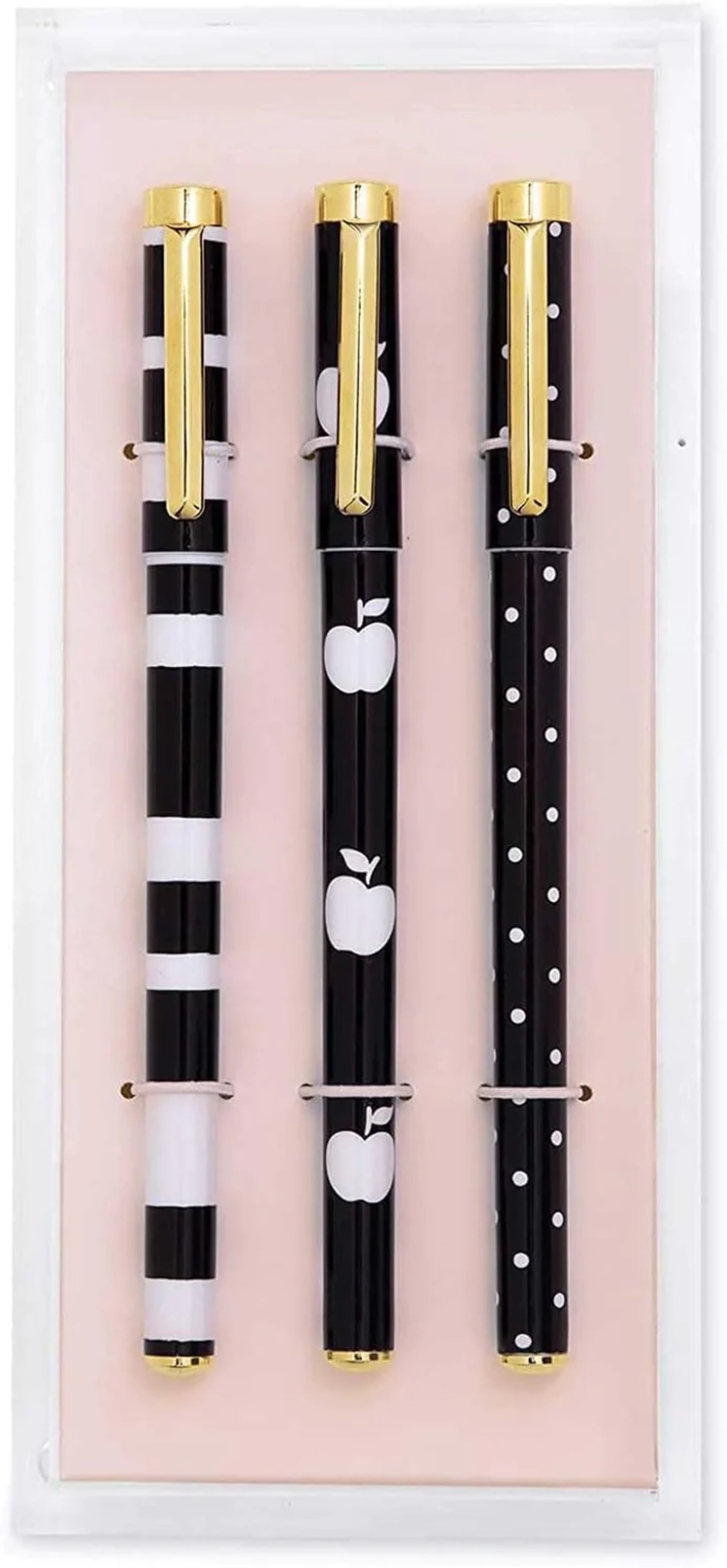 Kate Spade New York Fine Tip Pen Set of 3, Black Ink Pens with Acrylic ...
