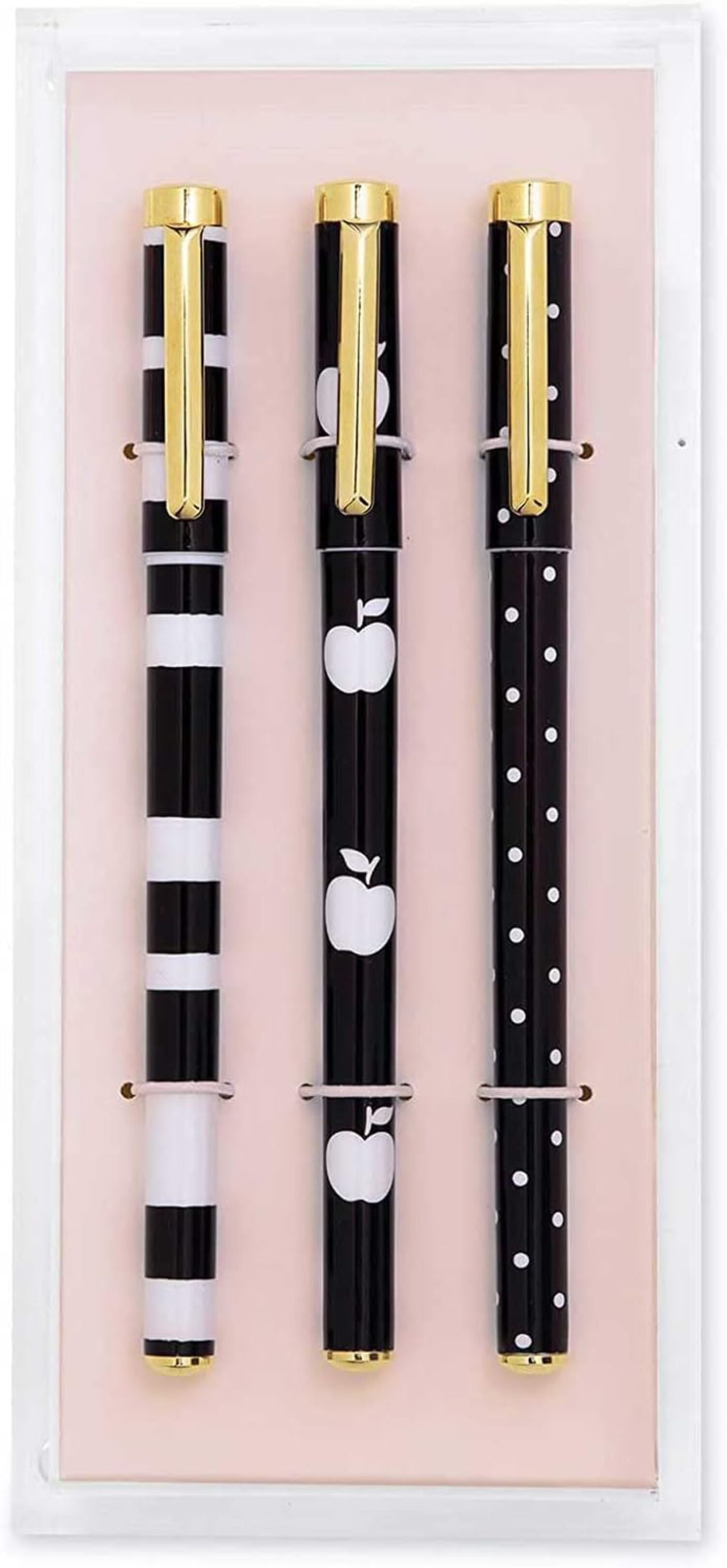 Kate Spade Fine Tip Pen Set, Black Ink Pens, Acrylic Desk Organizer ...