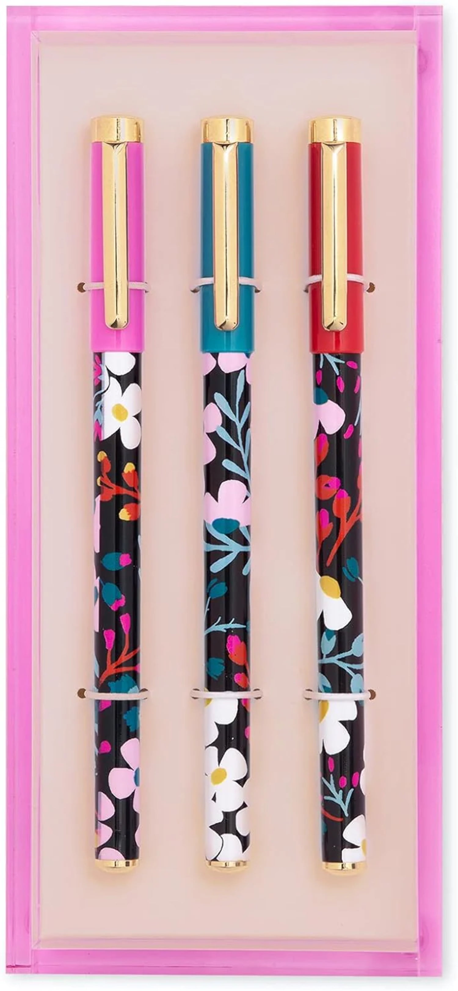 Kate Spade New York Fine Tip Pen Set of 3, Black Ink Pens with Acrylic ...