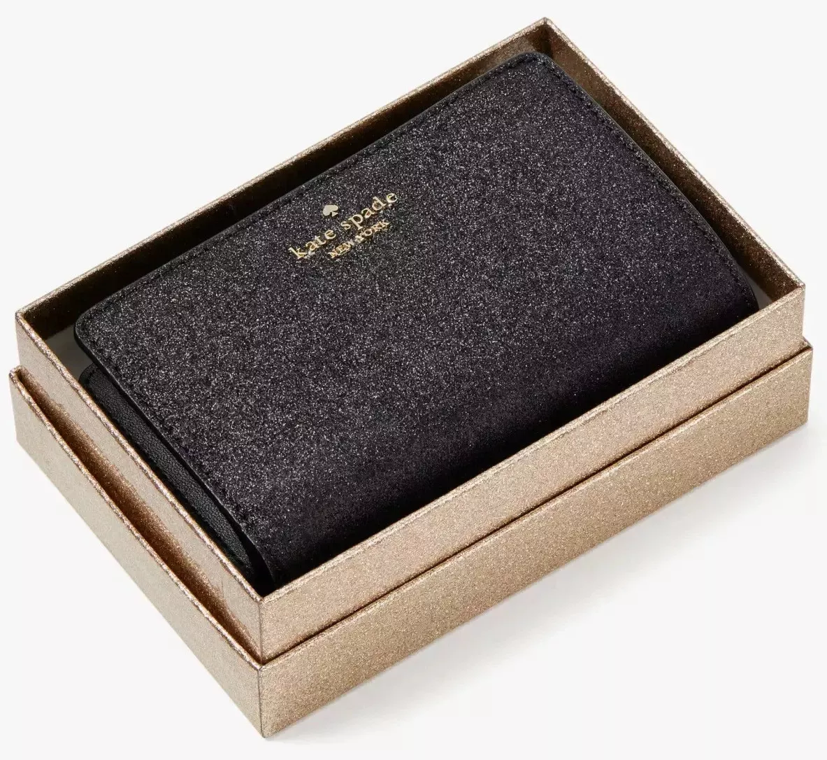 Kate Spade New York Glimmer Glitter Medium Compact Bifold Wallet Black ...