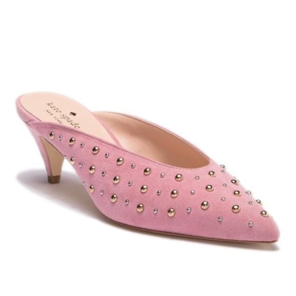 Kate Spade New York PARISIAN PINK Women's Surie Suede Kitten Heel Mules ...