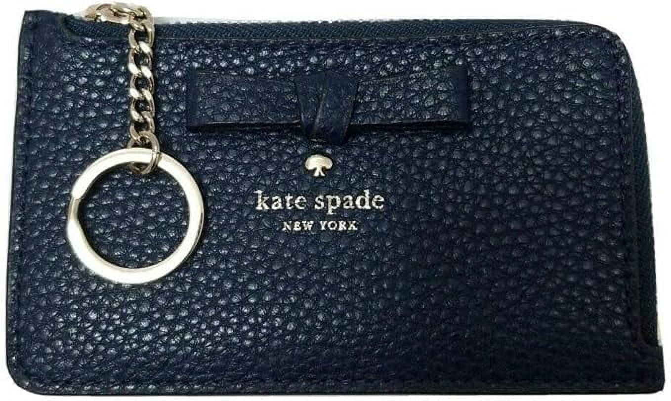 Kate Spade New York Poppy Bow Leather Card Case Holder Wallet Navy Blue ...