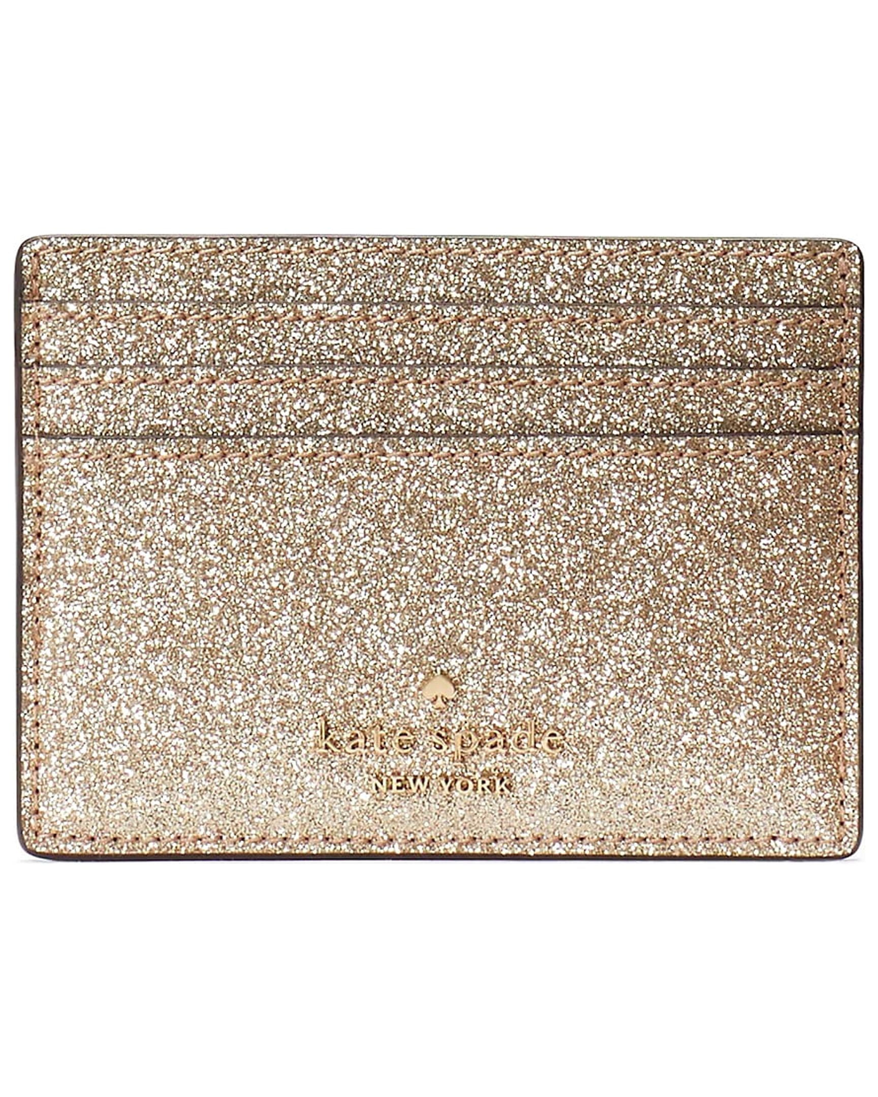 Kate Spade New York Women's Glimmer Glitter Small Slim Card Holder ...
