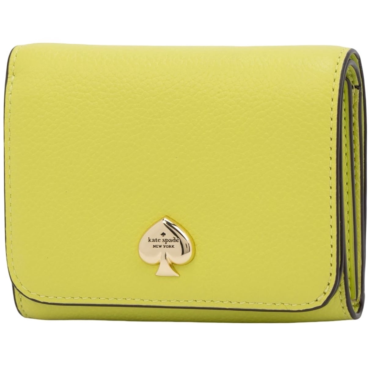 Kate Spade New York Women's Kayla Small L-Zip Snap Leather Wallet (Lime ...