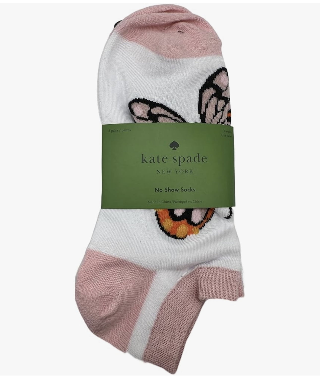 Kate Spade New York Womens No Show Socks, Pack of 3, Butterfly Multi ...