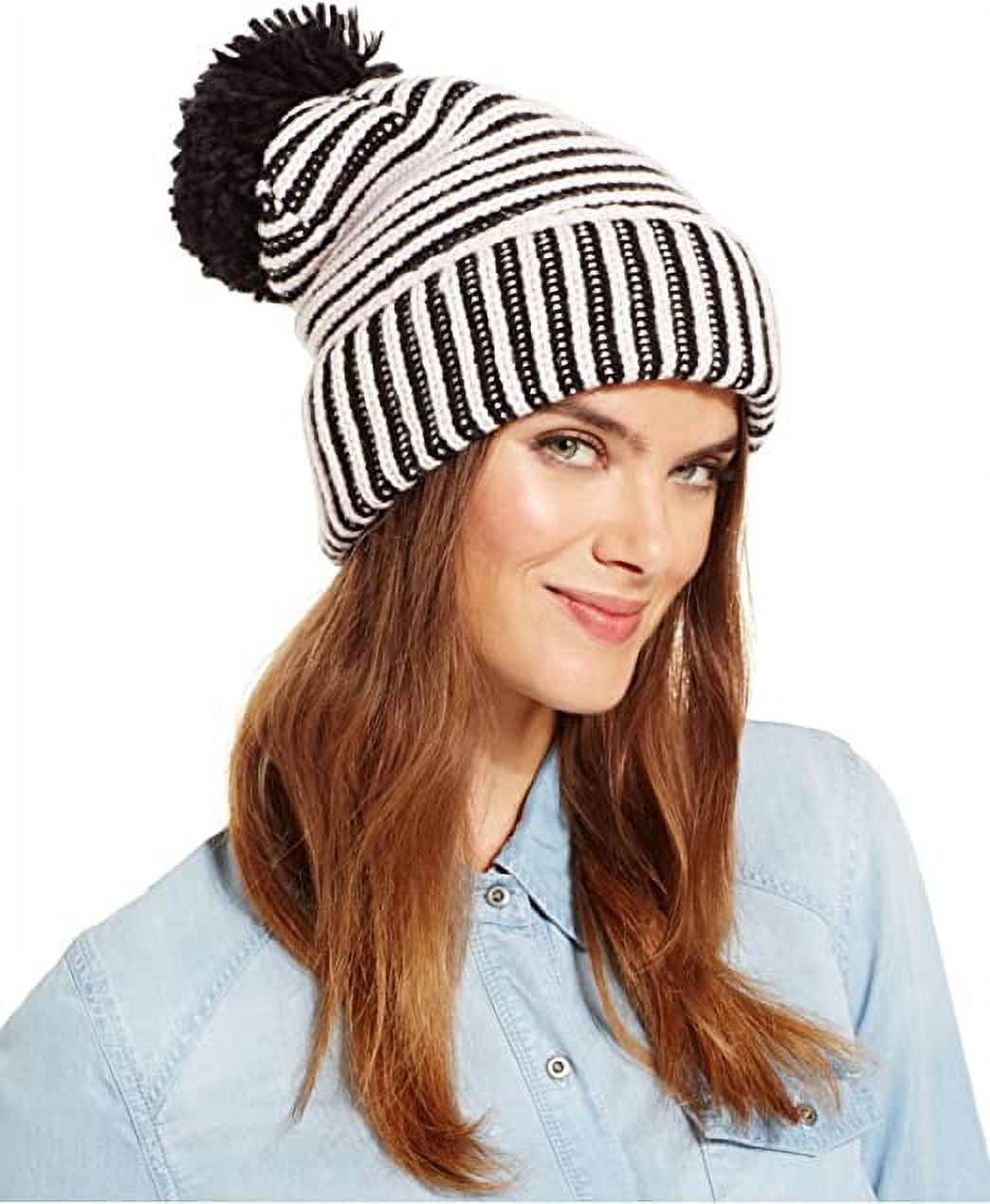 Kate Spade PLAITED RIBBED CUFF HAT with pom pastry pink/black - Walmart.com