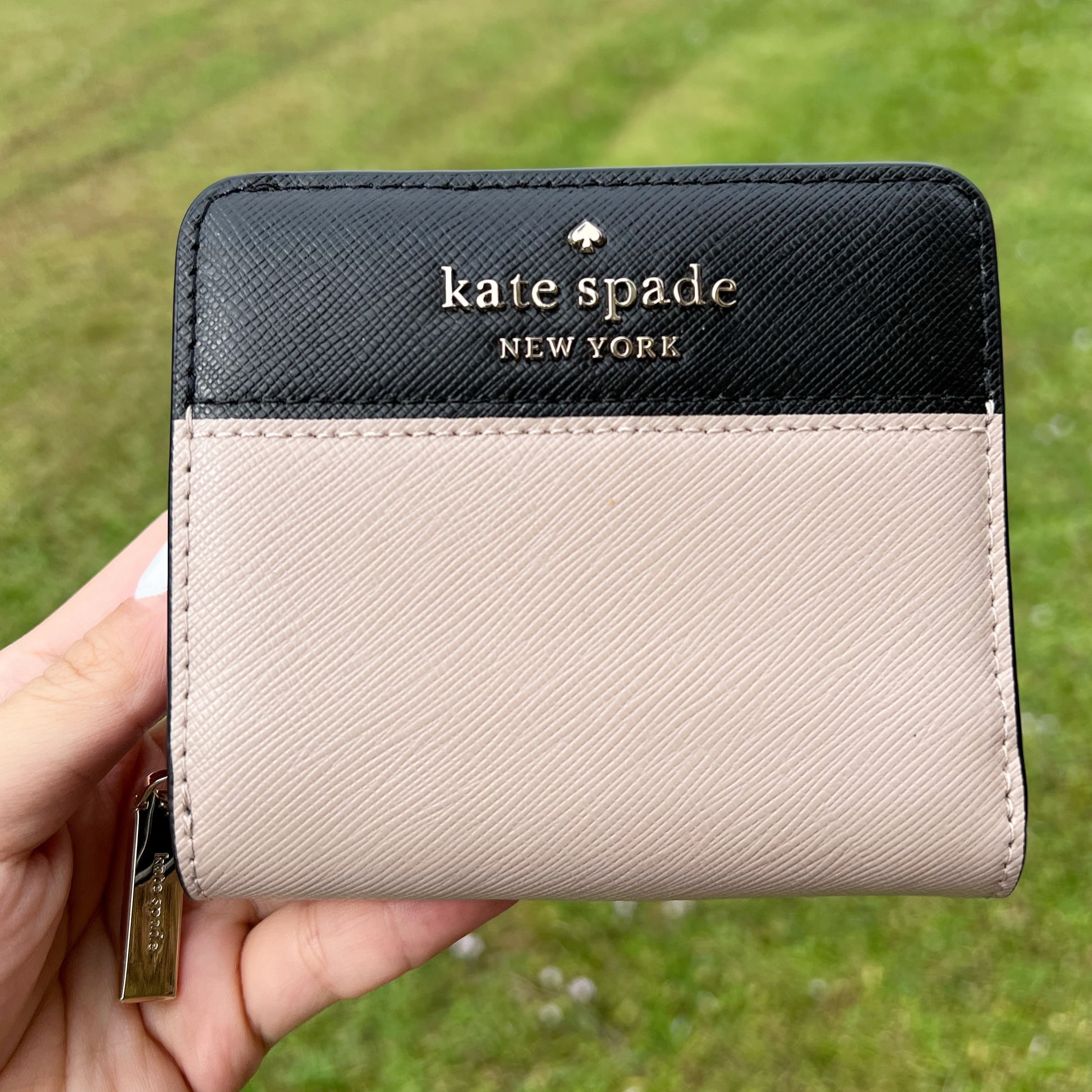 Kate Spade Staci Colorblock Small Zip Around Wallet Warm Beige Black ...