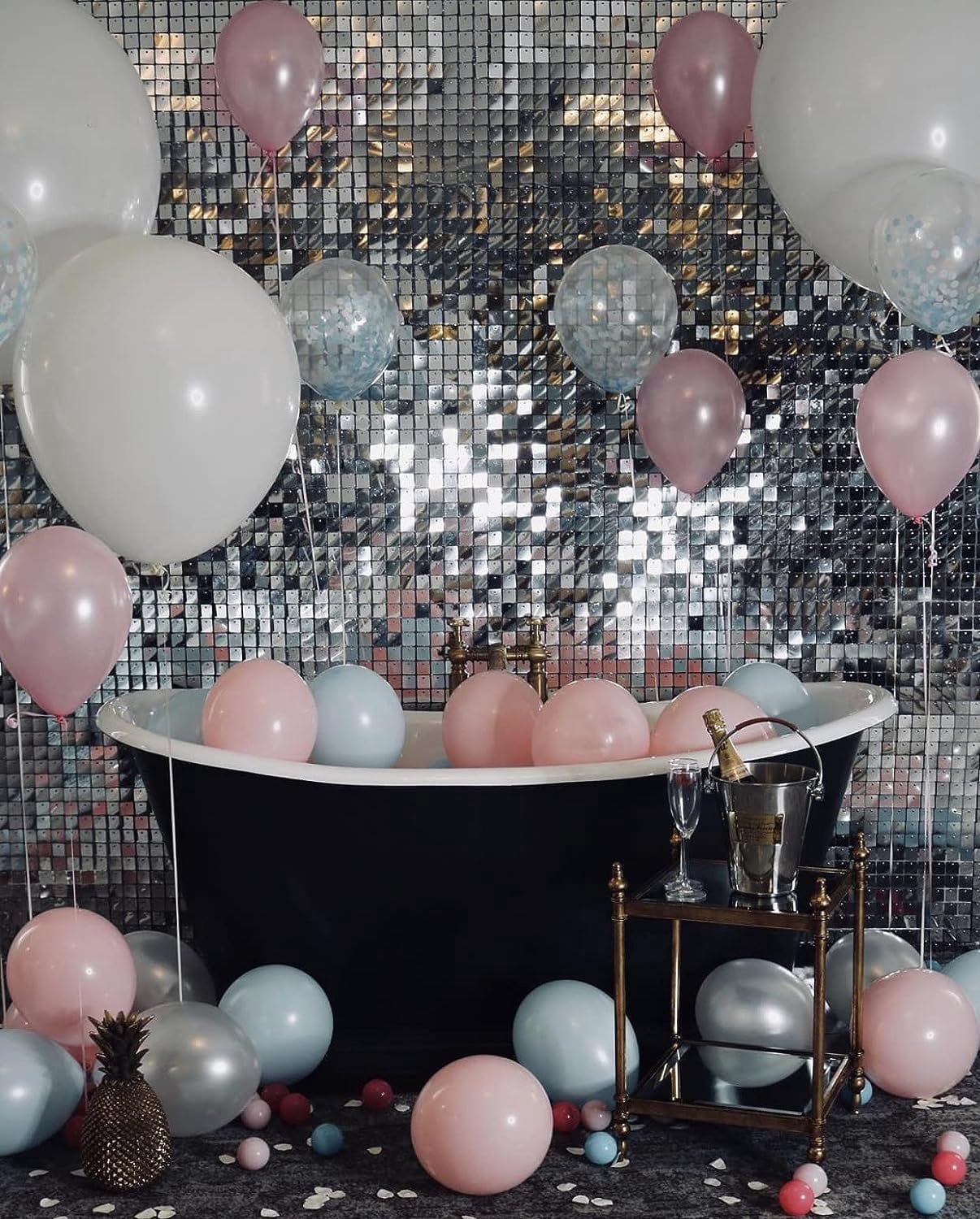 Kate Square Sliver Sequin Wall Panel Backdrop Sliver Glitter Panels ...