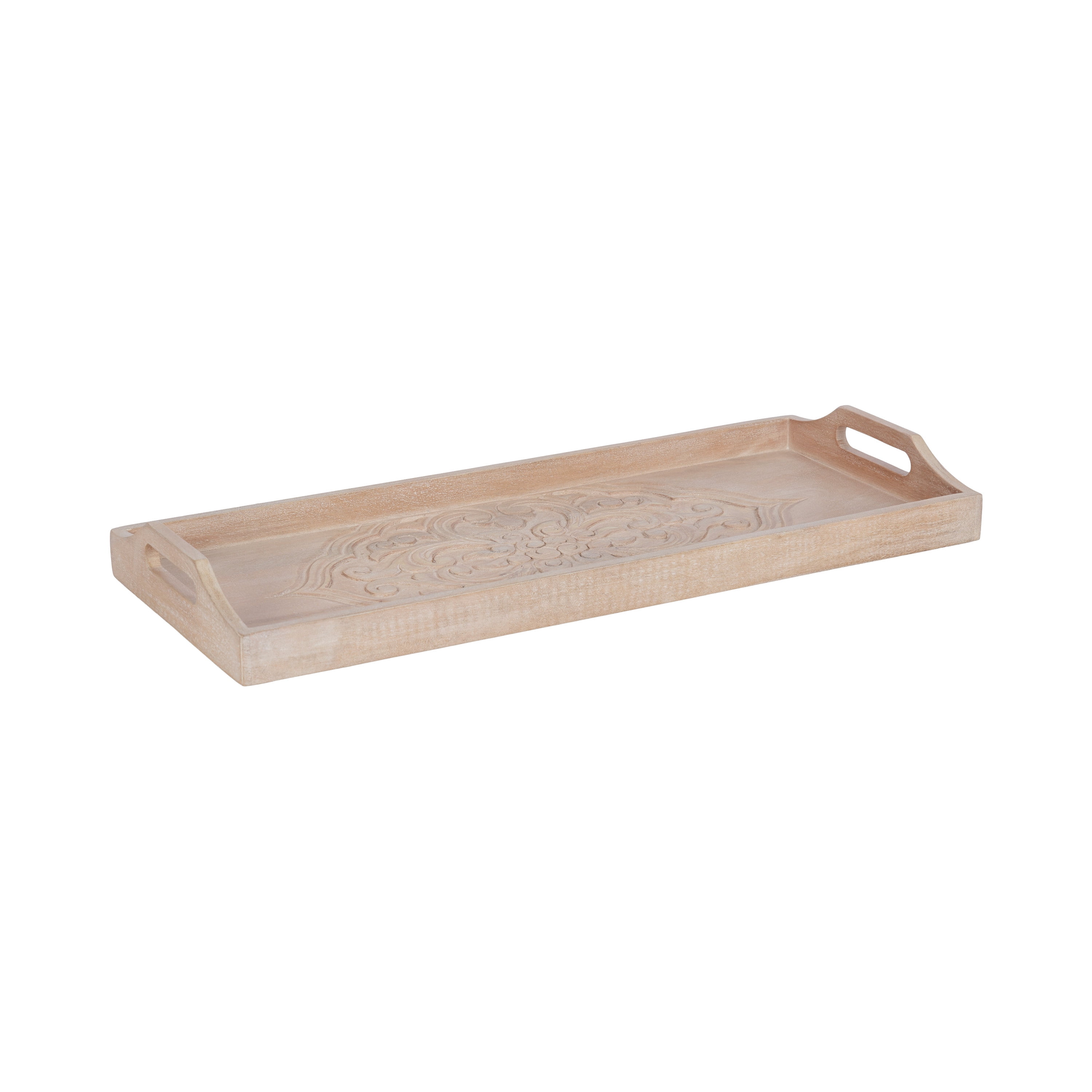 Kate and Laurel Adhira Carved Decorative Rectangle Tray, 24 x 10 ...