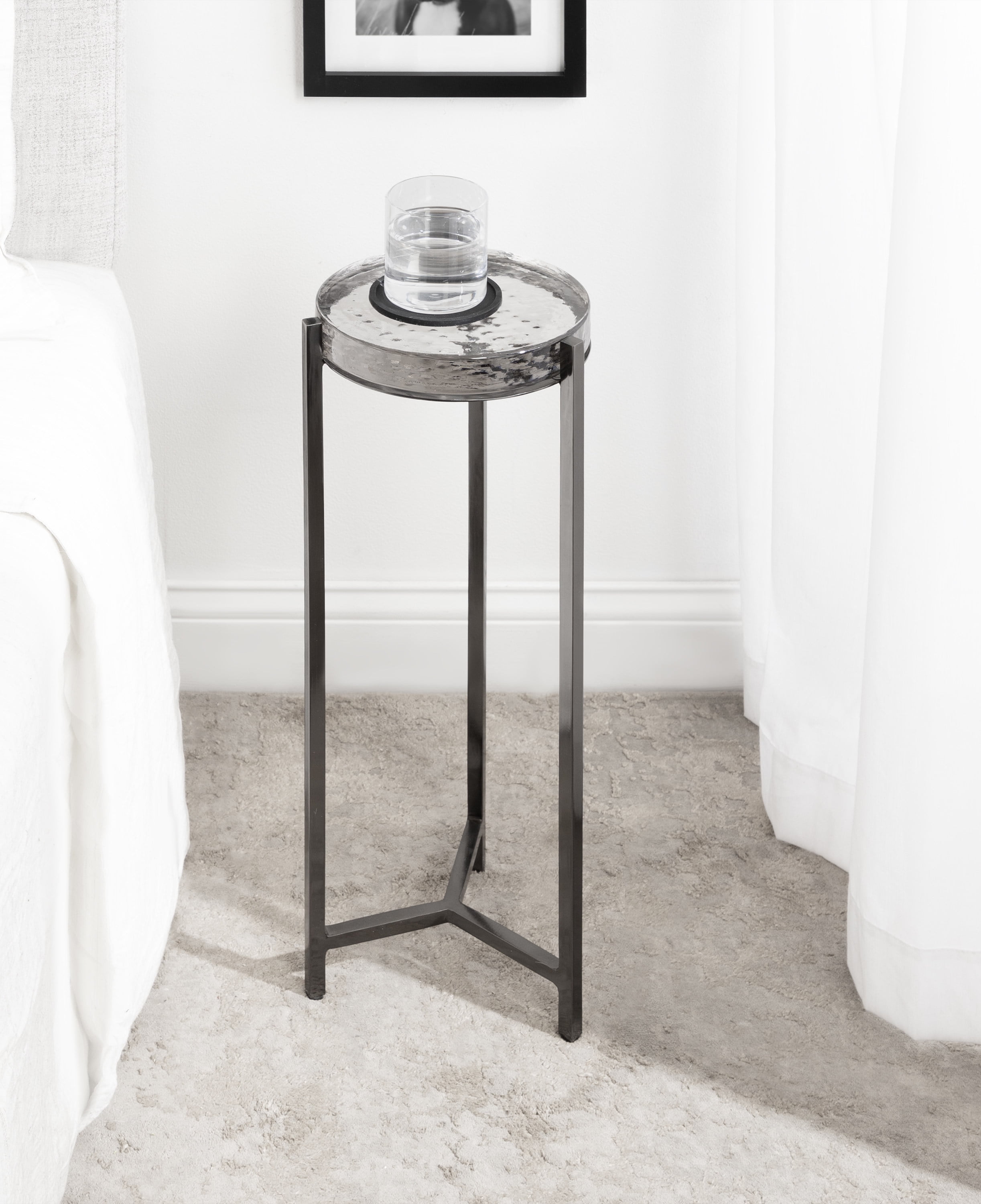 Kate and Laurel Aguilar Modern Drink Table, 9 x 9 x 23, Gray Gunmetal ...